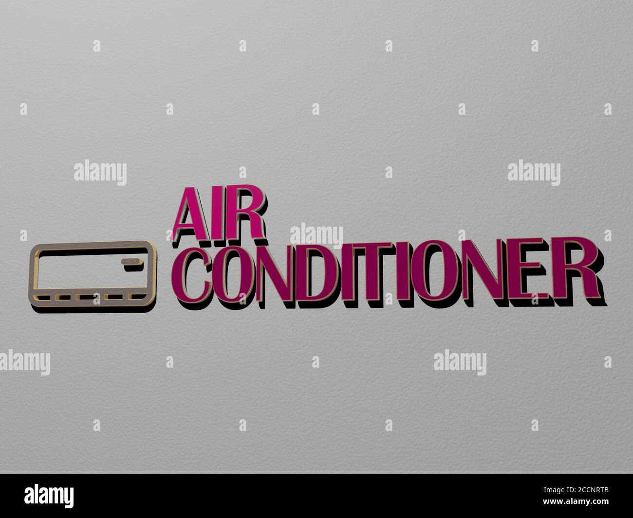 AIR CONDITIONER icon and text on the wall, 3D illustration Stock Photo ...