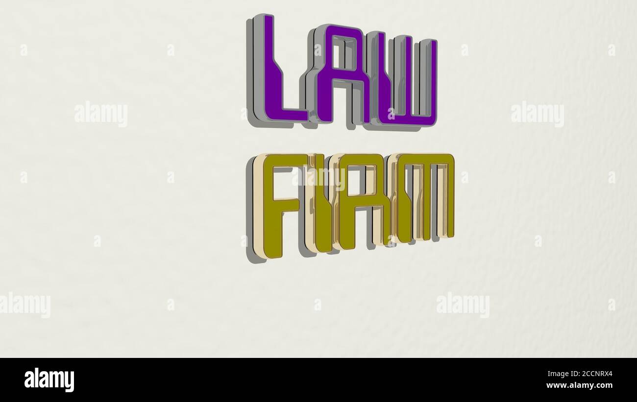 LAW FIRM text on the wall, 3D illustration Stock Photo - Alamy