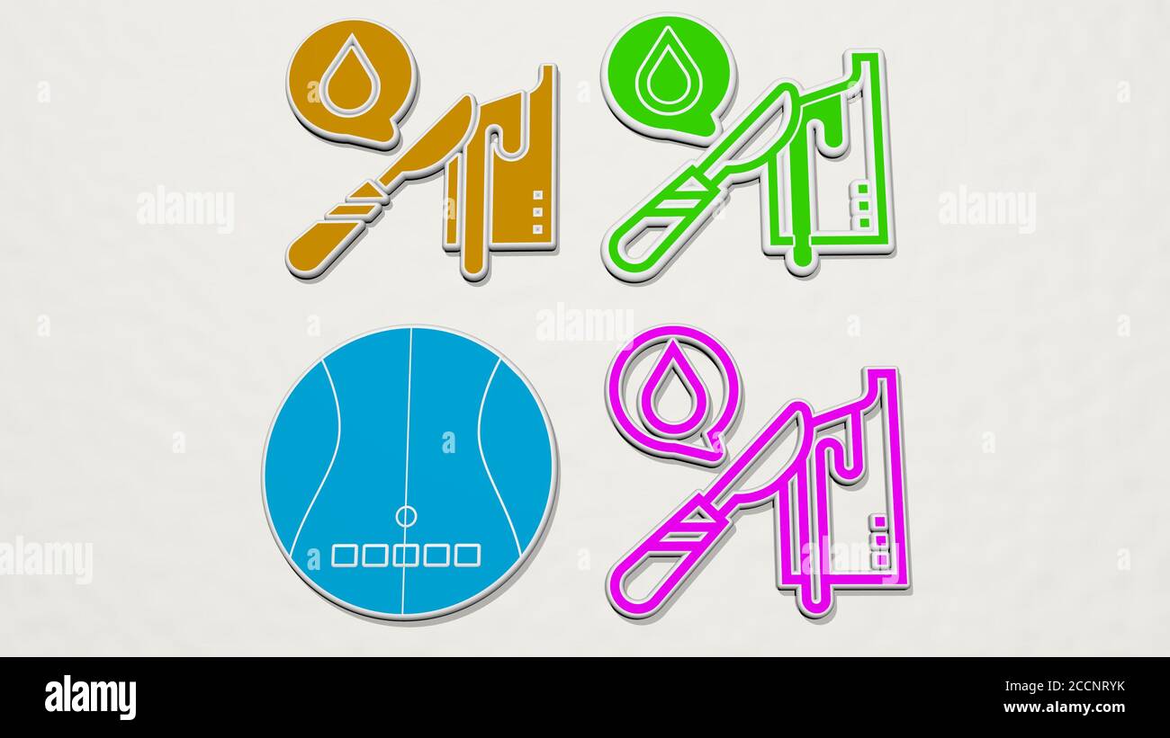 incision colorful set of icons, 3D illustration Stock Photo - Alamy