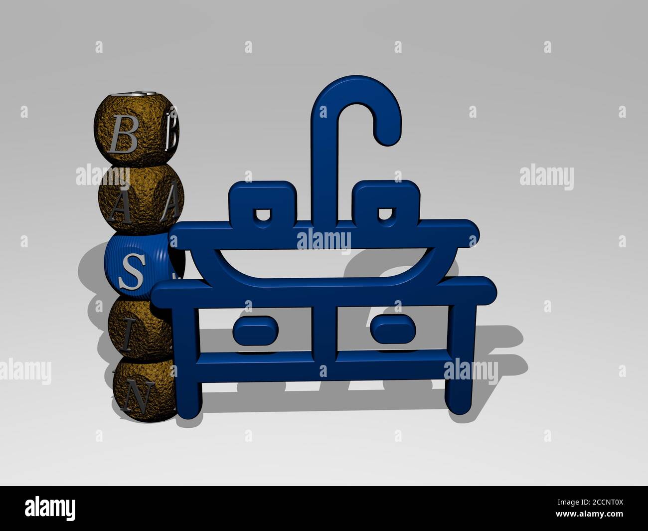 basin 3D icon and dice letter text, 3D illustration Stock Photo - Alamy