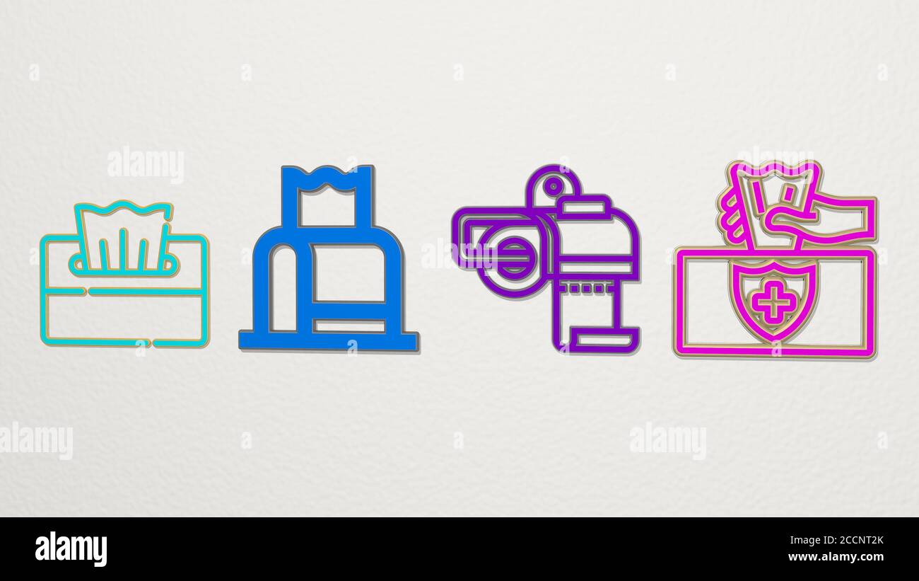 TISSUE PAPER 4 icons set, 3D illustration Stock Photo - Alamy