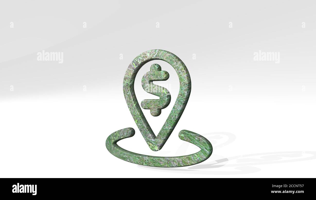 cash pin radius 3D icon standing on the floor, 3D illustration Stock ...