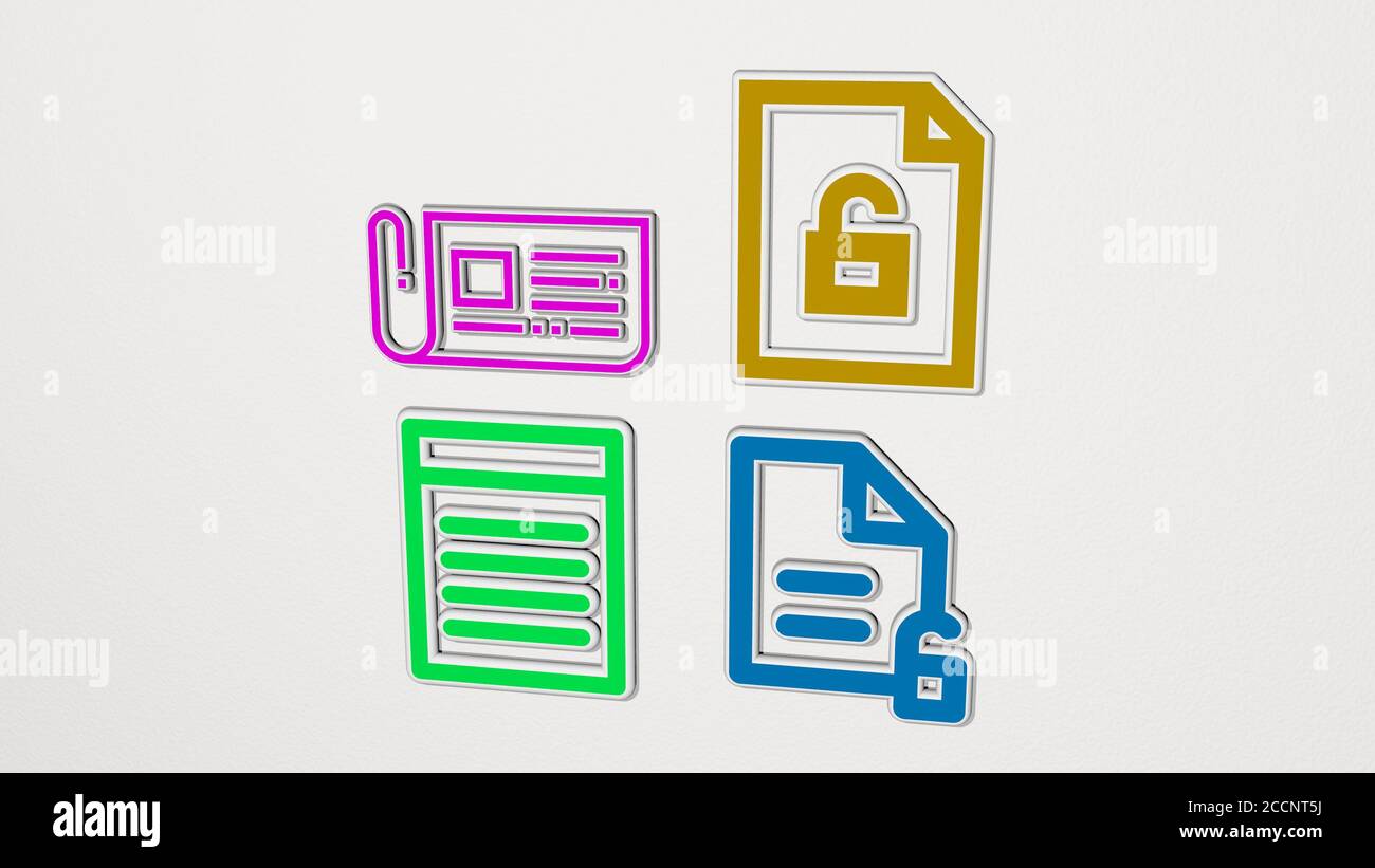 TEXT LINES colorful set of icons, 3D illustration Stock Photo - Alamy