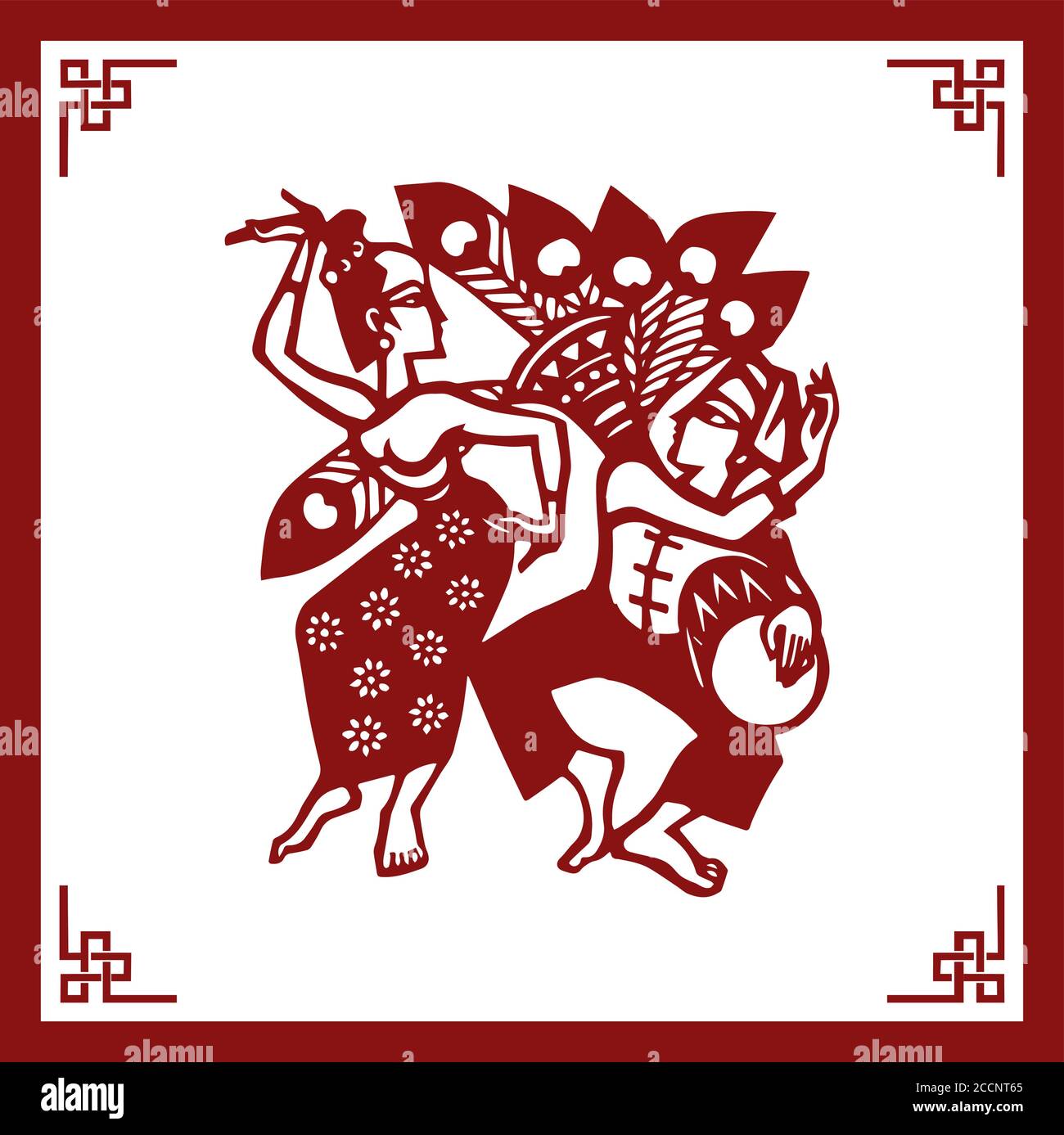 The Classic Chinese Papercutting Style Illustration, Ancient People's ...