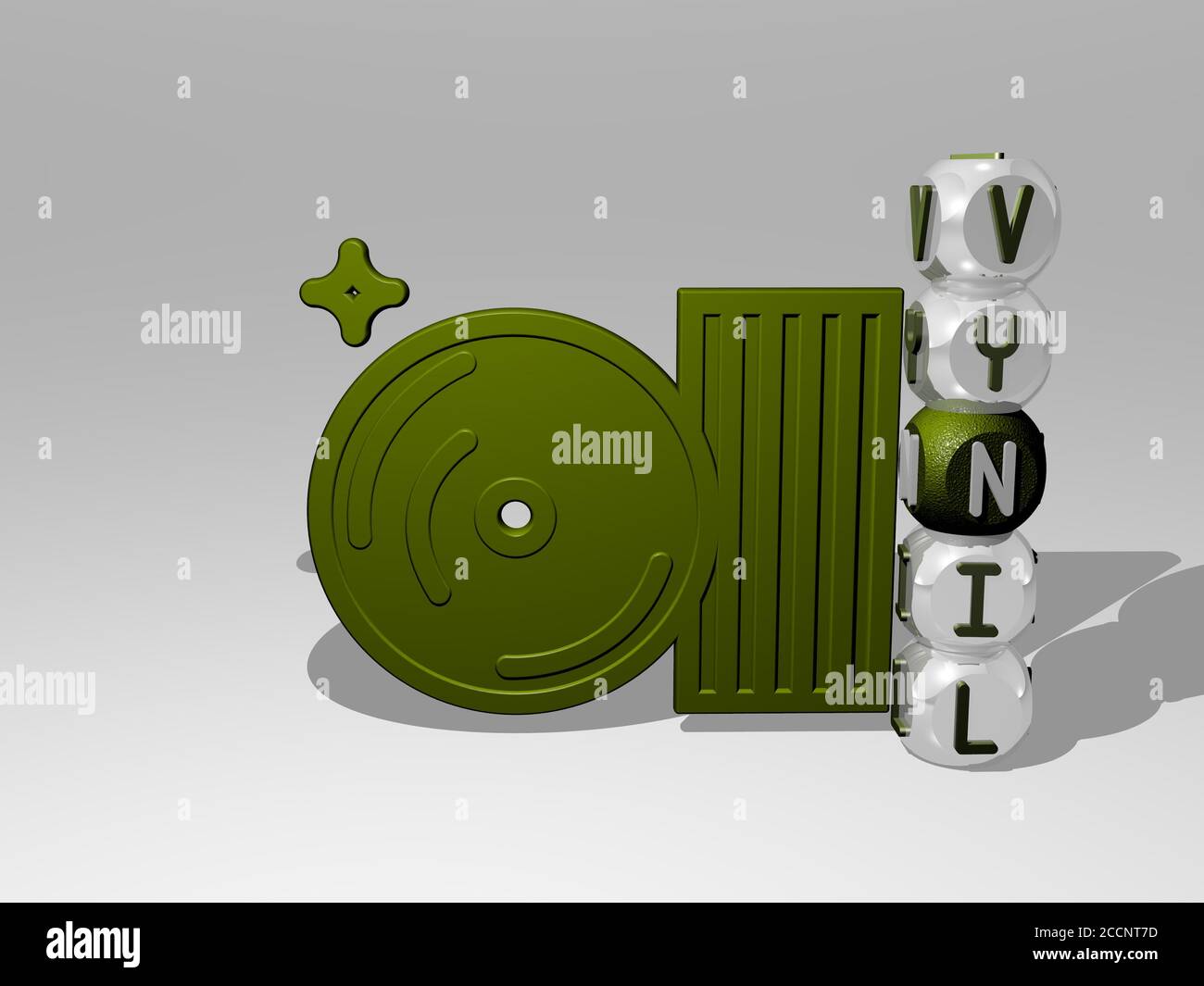 vynil 3D icon beside the vertical text of individual letters, 3D ...