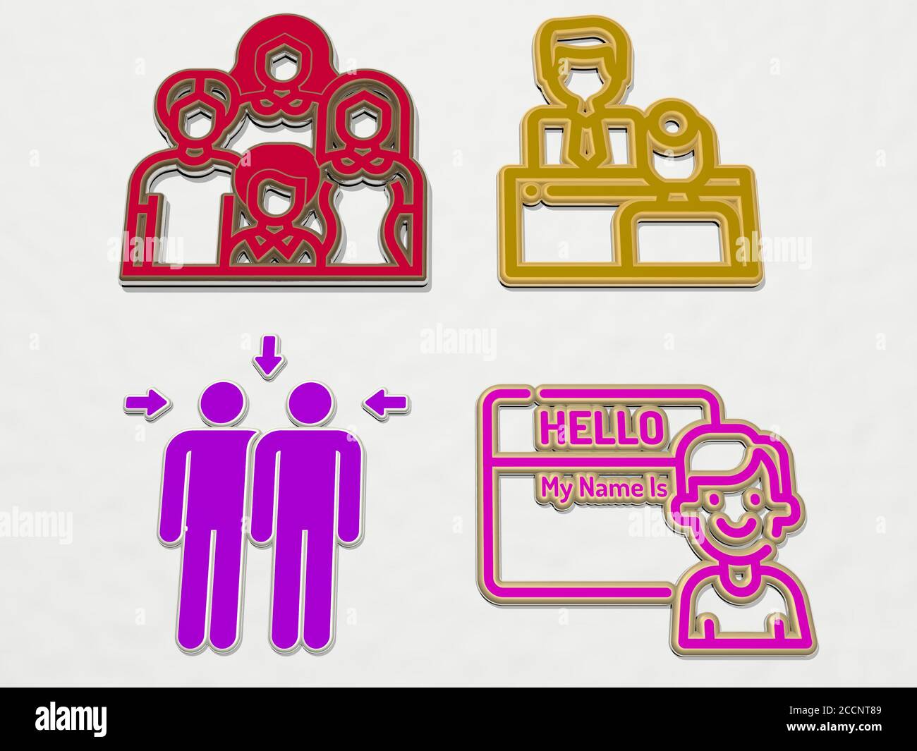 reunion 4 icons set, 3D illustration Stock Photo - Alamy
