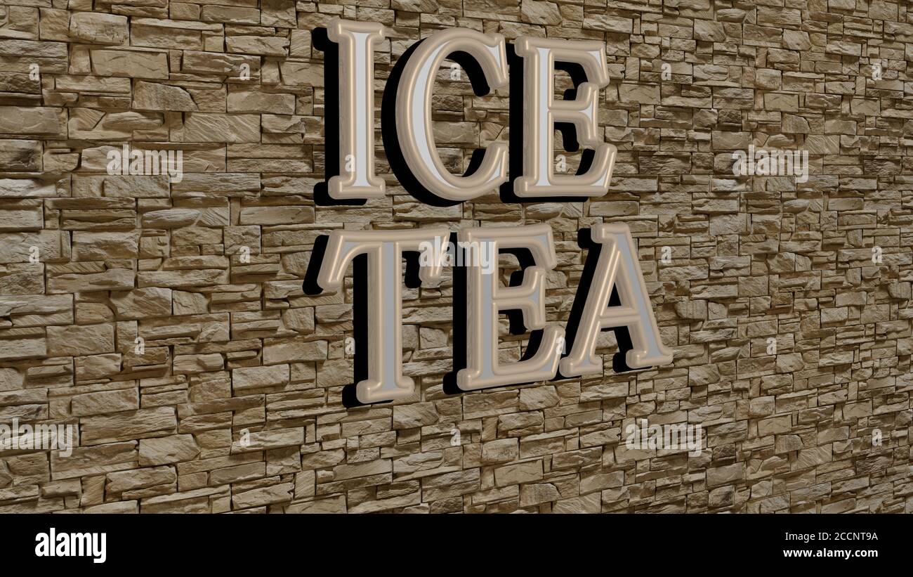 ice tea text on textured wall, 3D illustration Stock Photo - Alamy