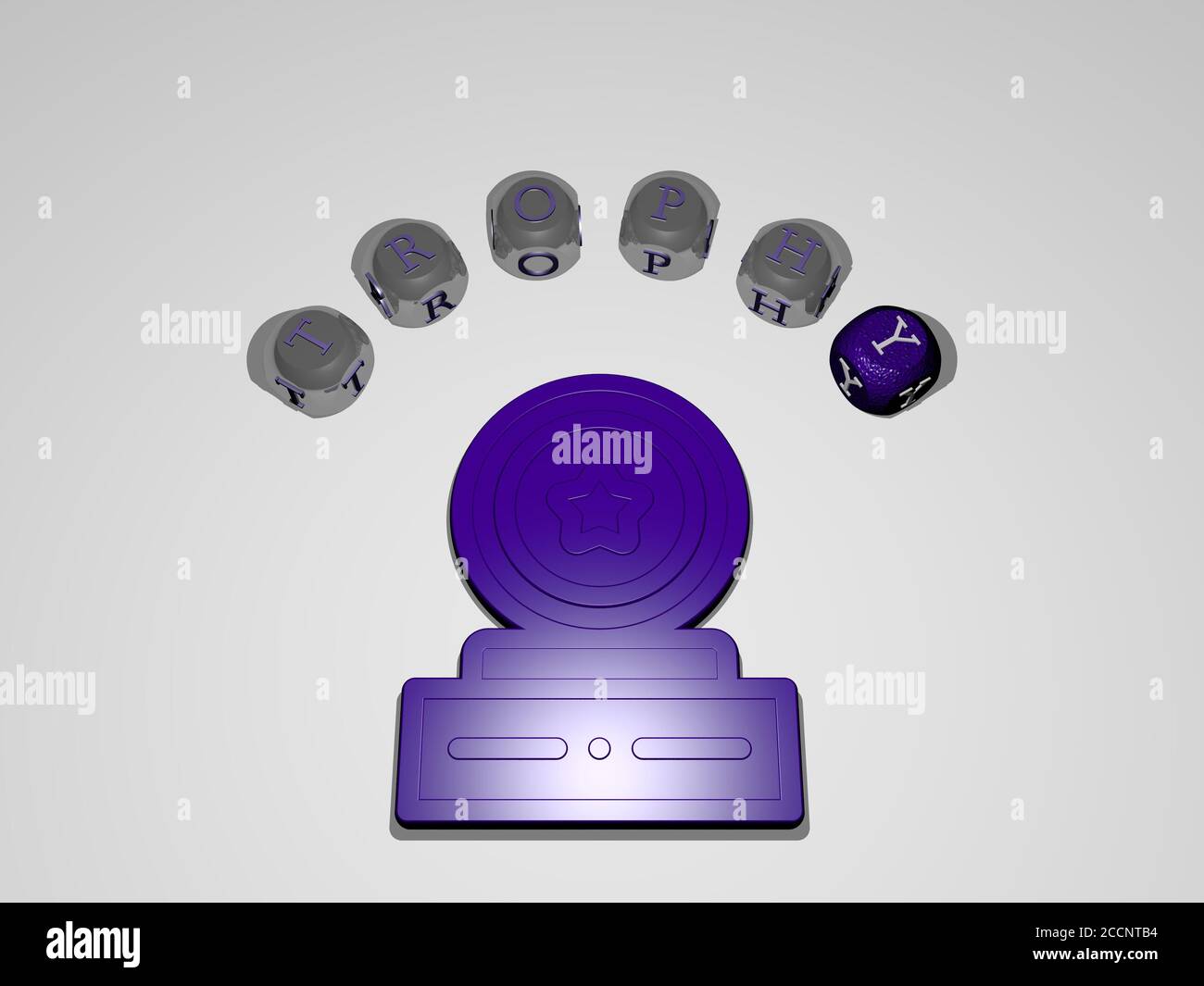 TROPHY circular text of separate letters around the 3D icon, 3D ...