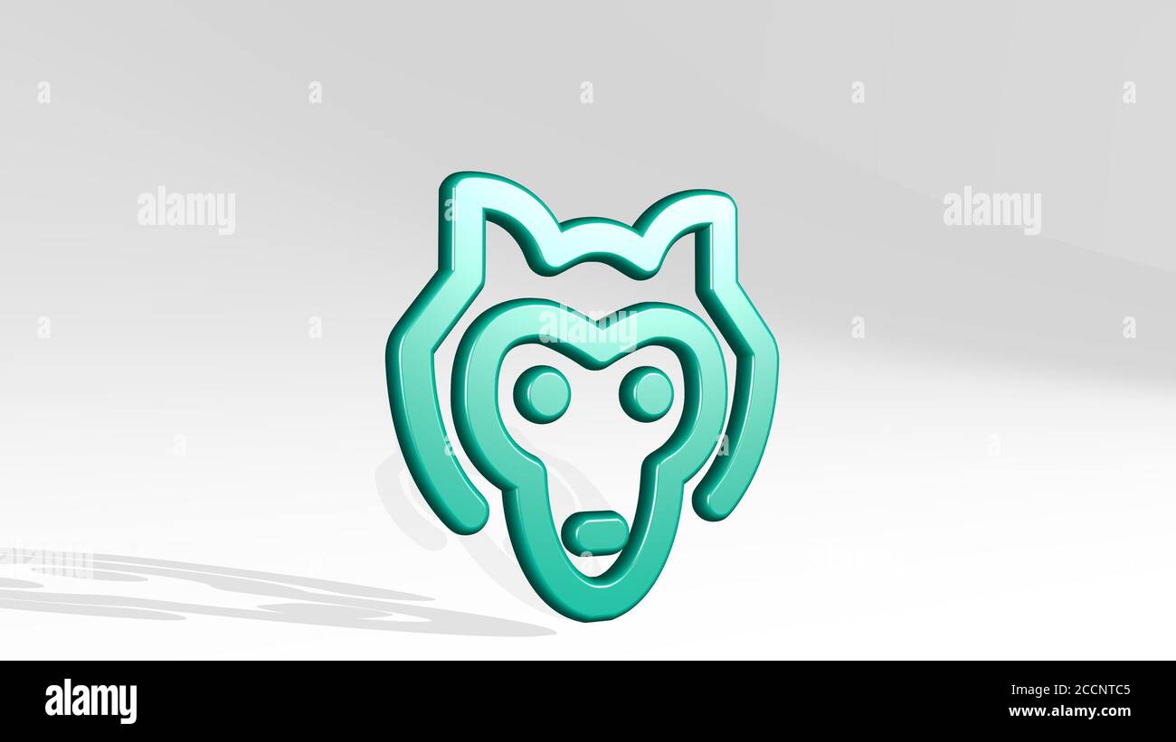 WOLF 3D icon casting shadow, 3D illustration Stock Photo - Alamy
