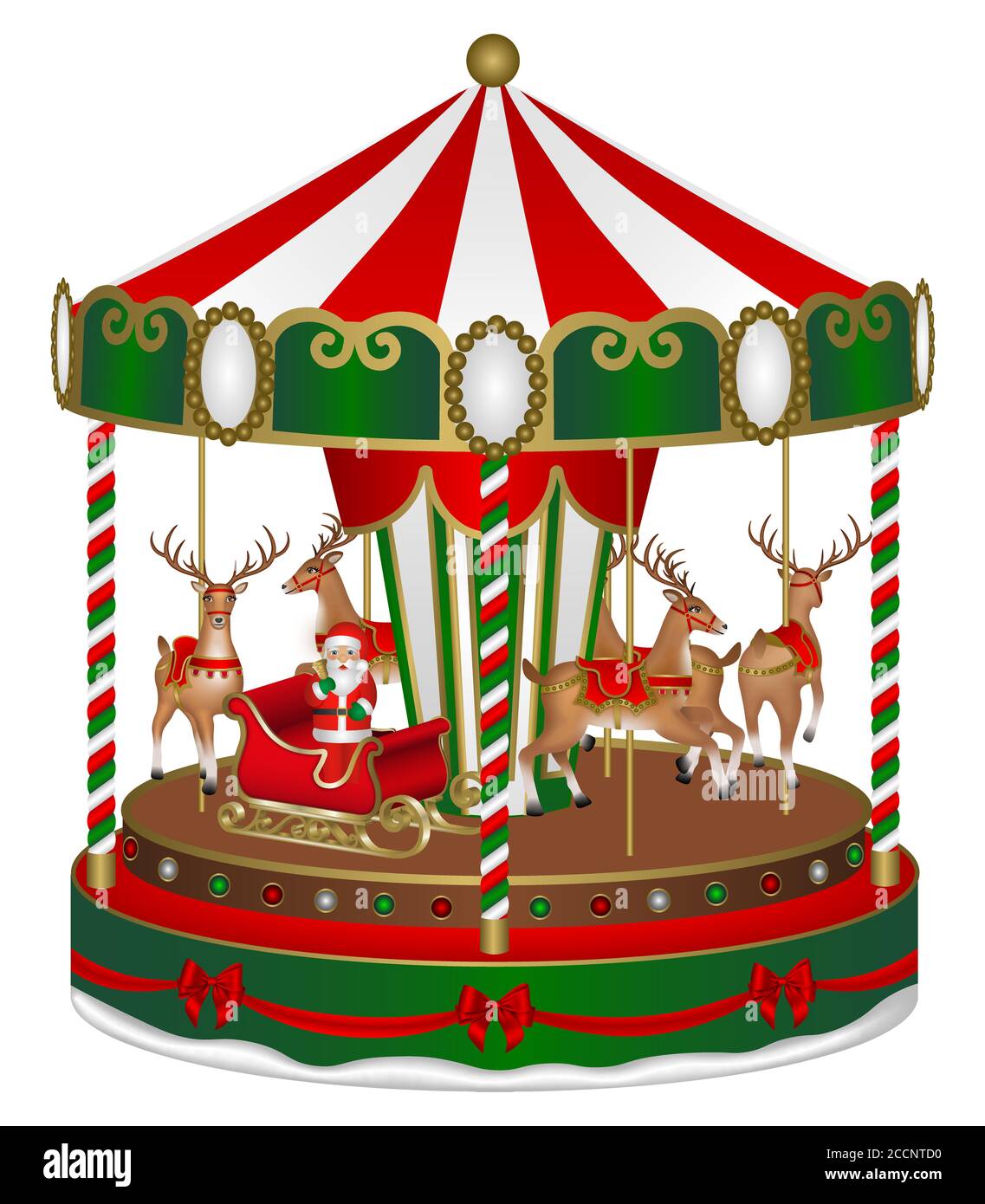 christmas carousel with reinders and santa claus sleigh Stock Photo - Alamy