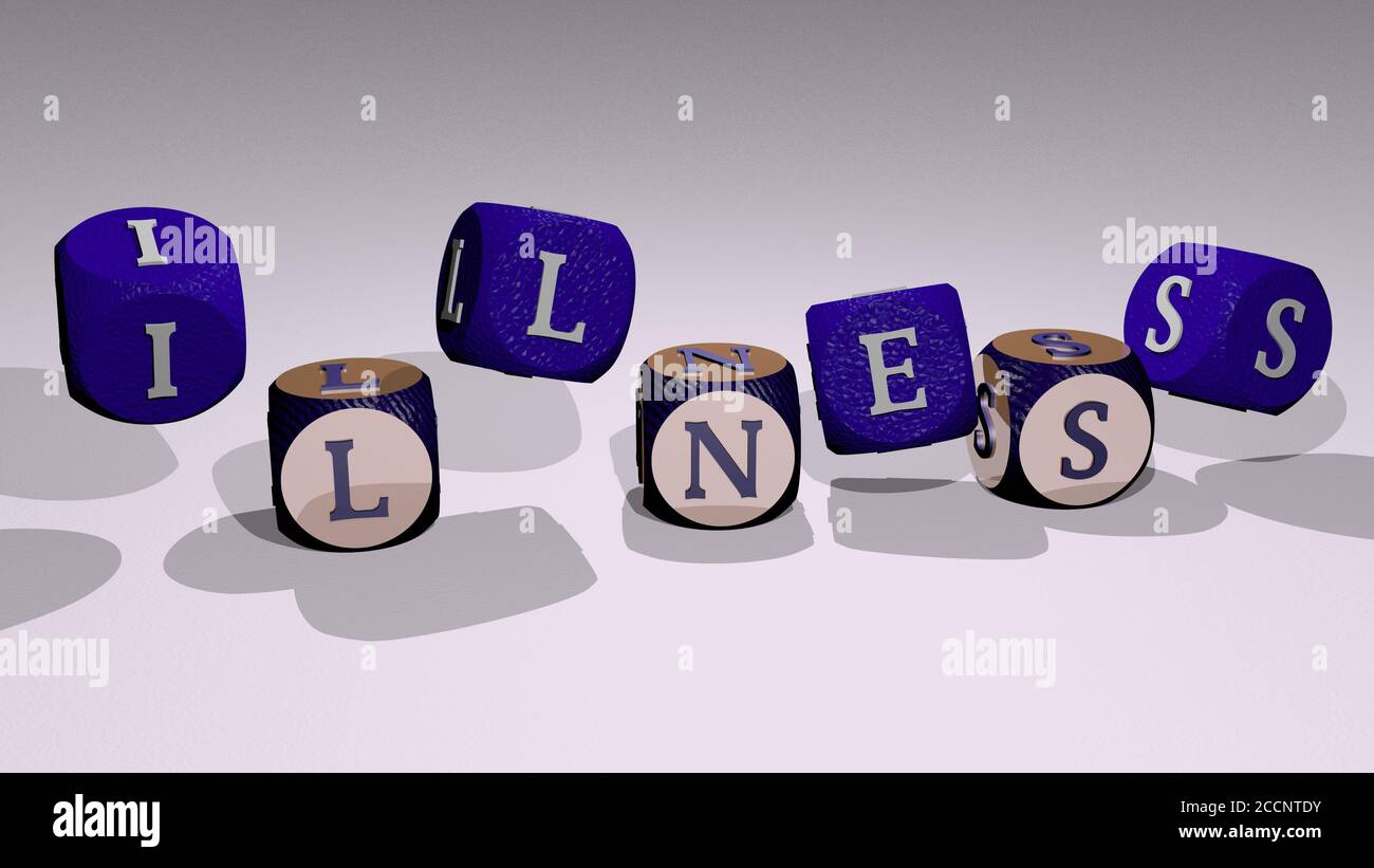 illness text by dancing dice letters, 3D illustration Stock Photo - Alamy