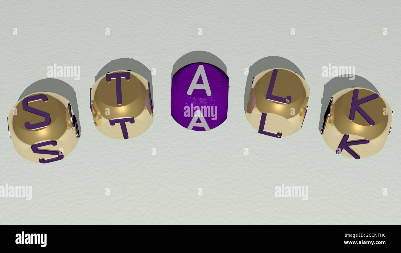 stalk curved text of cubic dice letters, 3D illustration Stock Photo ...