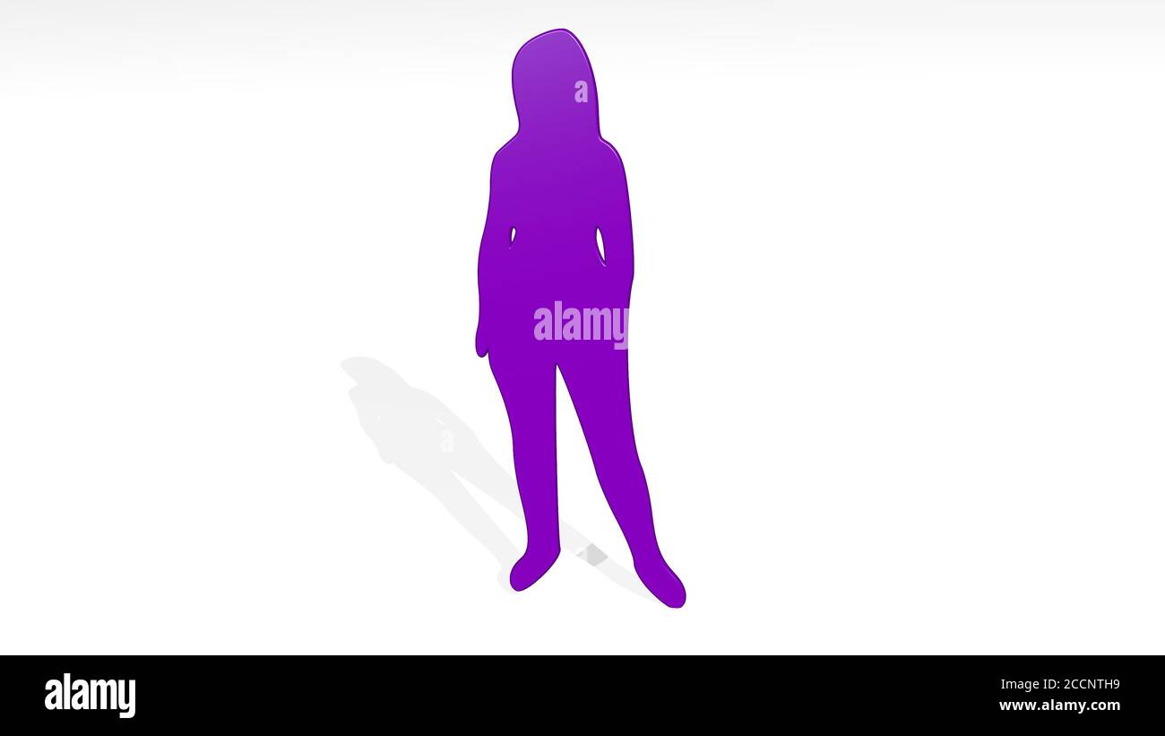 WOMAN STANDING 3D icon casting shadow, 3D illustration Stock Photo - Alamy