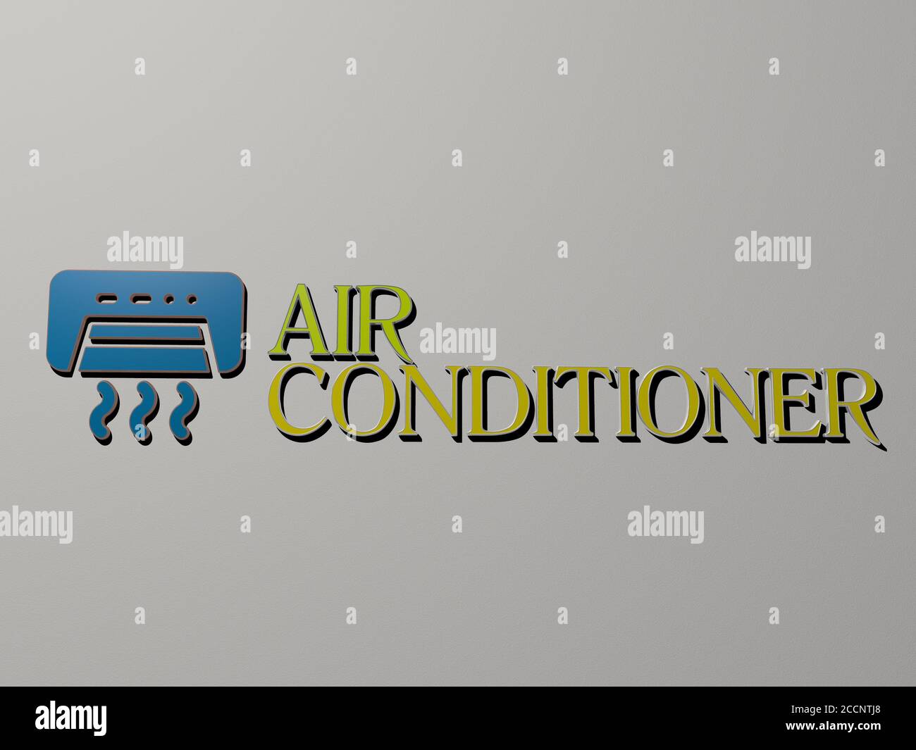 3D graphical image of air conditioner vertically along with text built ...