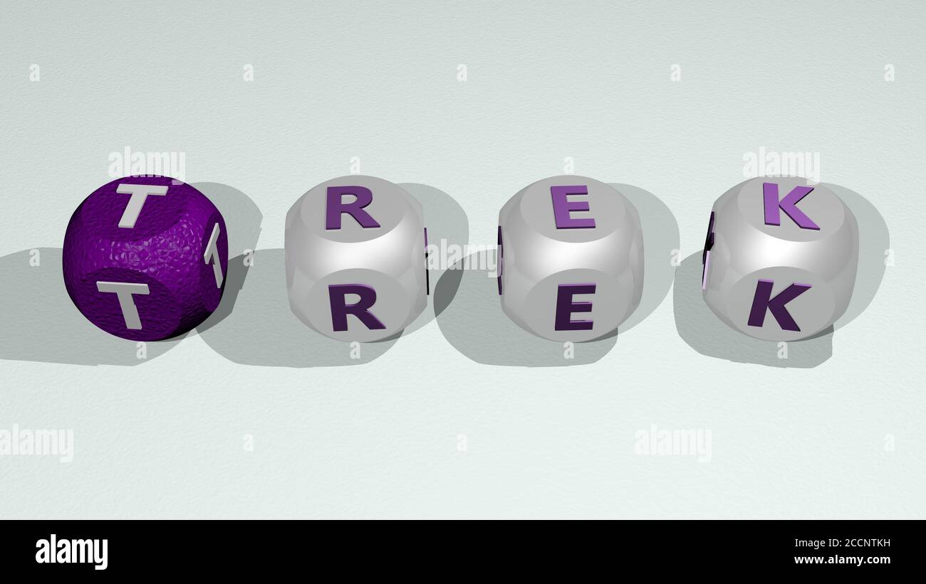 trek text of cubic individual letters, 3D illustration Stock Photo - Alamy
