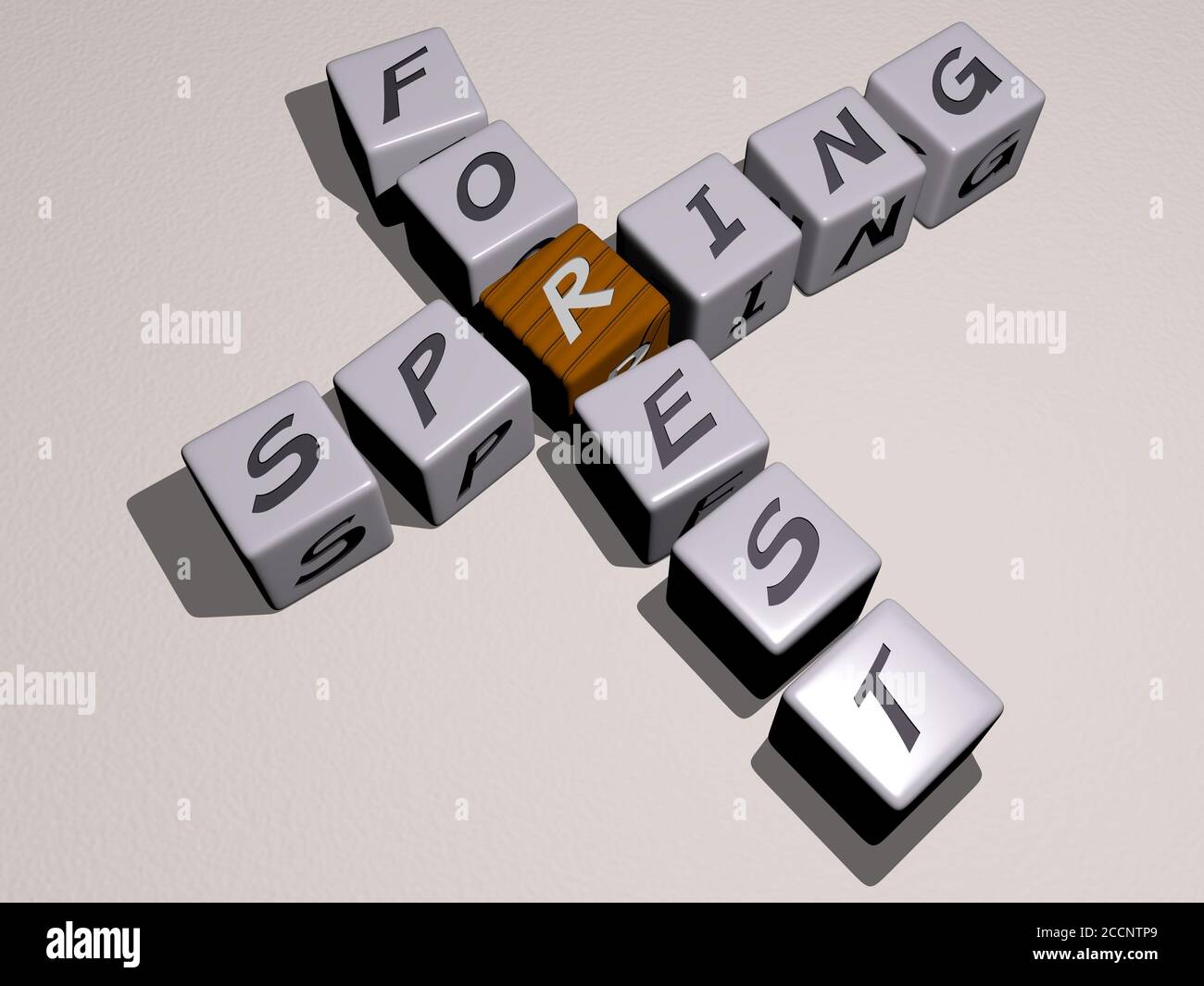 spring forest crossword by cubic dice letters, 3D illustration Stock ...
