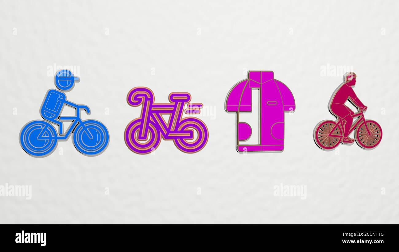 cycling 4 icons set, 3D illustration Stock Photo - Alamy