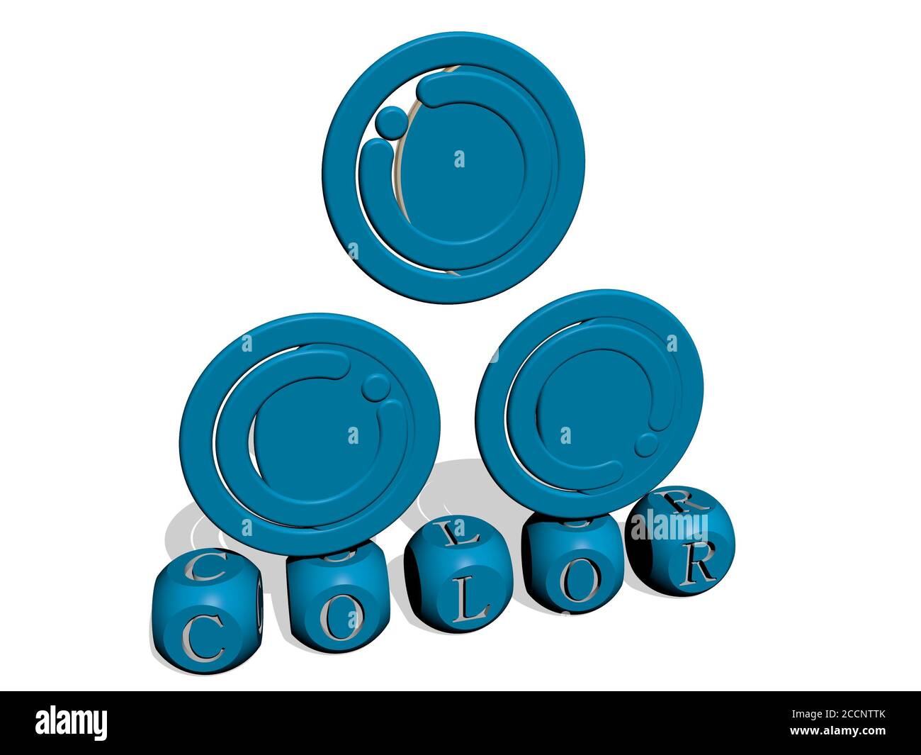 color cubic letters with 3D icon on the top, 3D illustration Stock ...