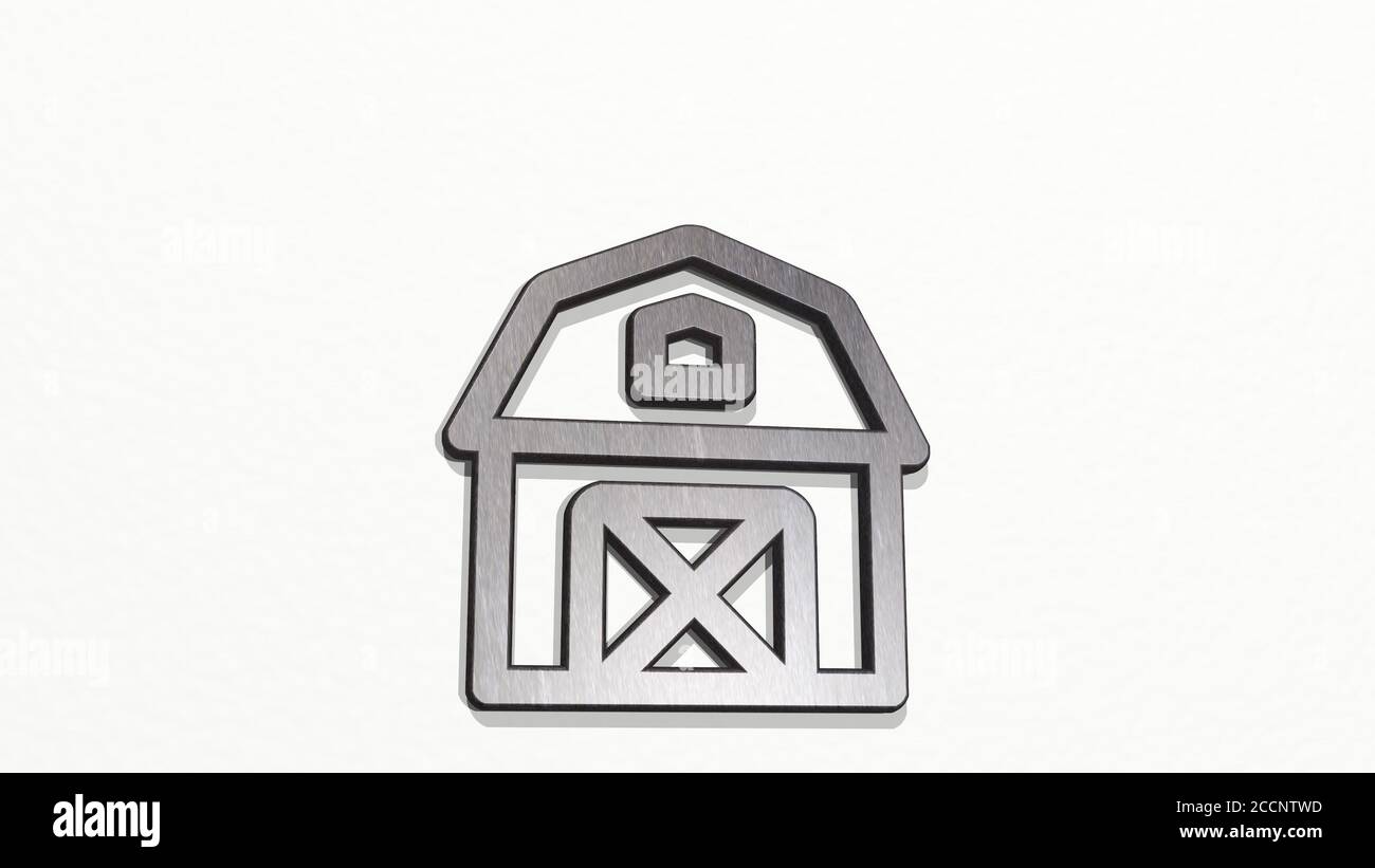 FARMING BARN 3D icon on the wall, 3D illustration Stock Photo - Alamy