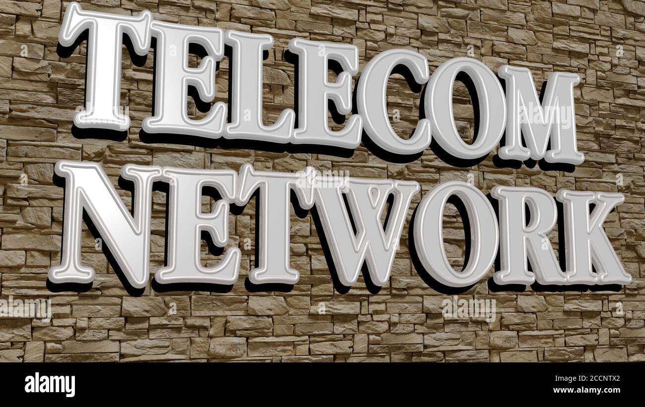 telecom network text on textured wall, 3D illustration Stock Photo - Alamy