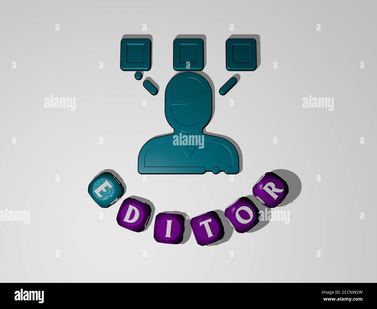 EDITOR text around the 3D icon, 3D illustration Stock Photo - Alamy