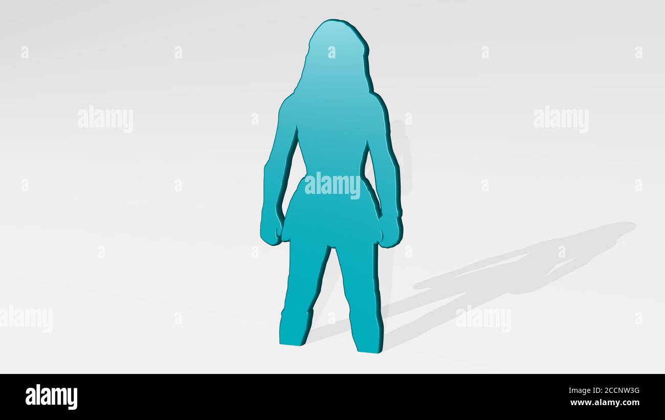 girl 3D icon casting shadow, 3D illustration Stock Photo - Alamy