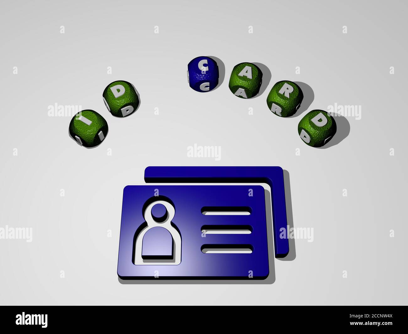 ID CARD icon surrounded by the text of individual letters, 3D ...