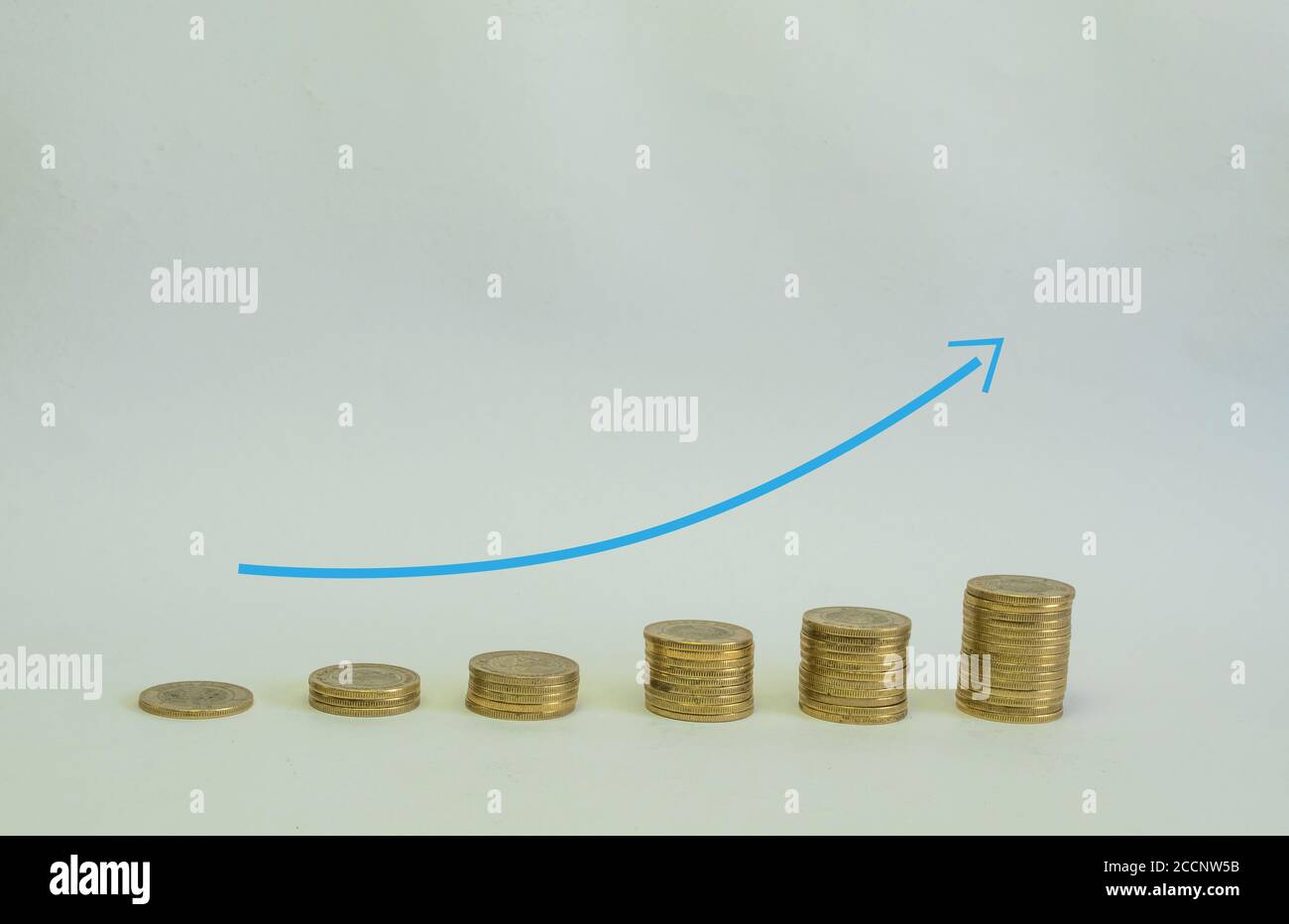 graph with coins in rising economy concept. with copy space Stock Photo ...