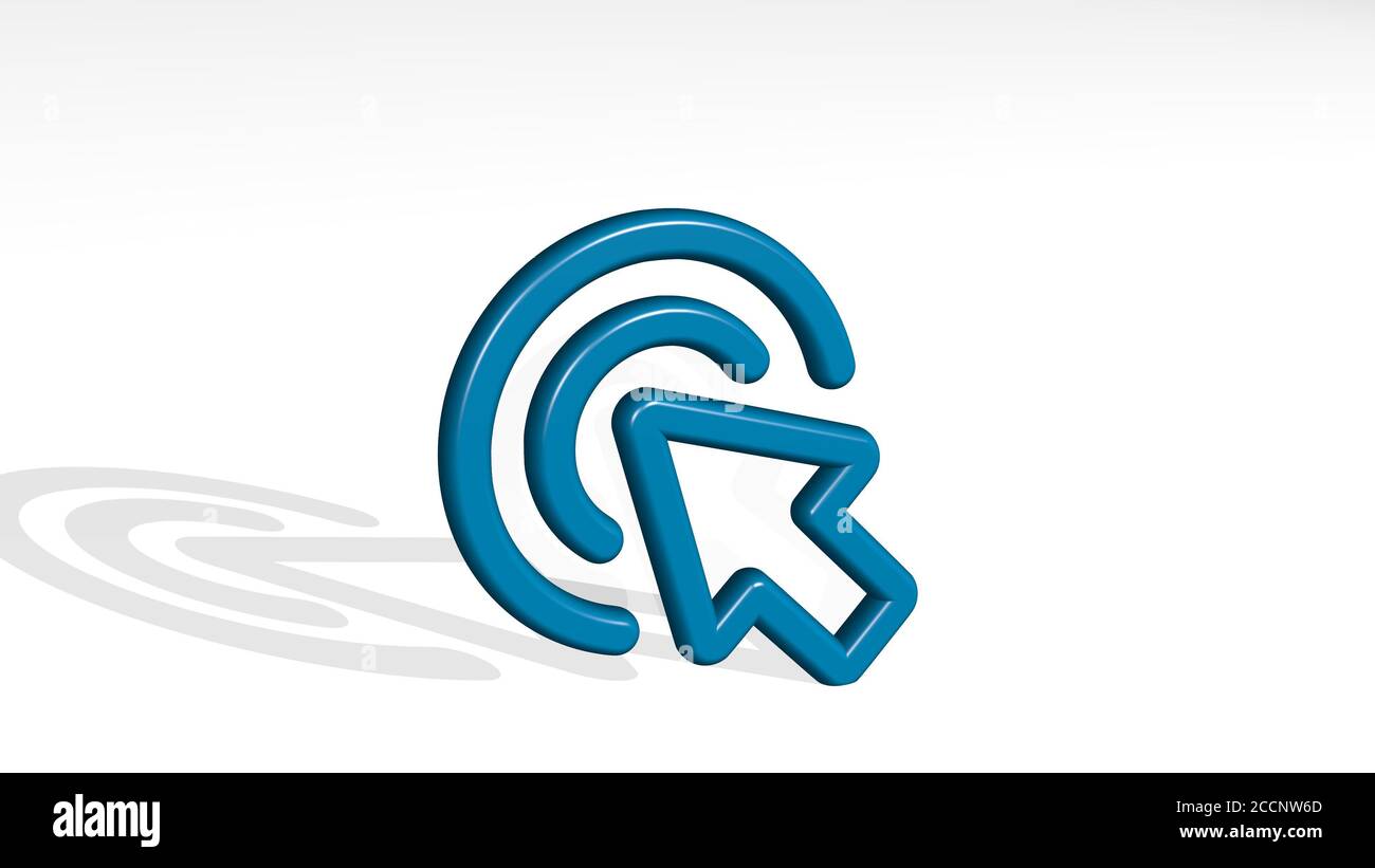 CURSOR DOUBLE CLICK 3D icon casting shadow, 3D illustration Stock Photo ...