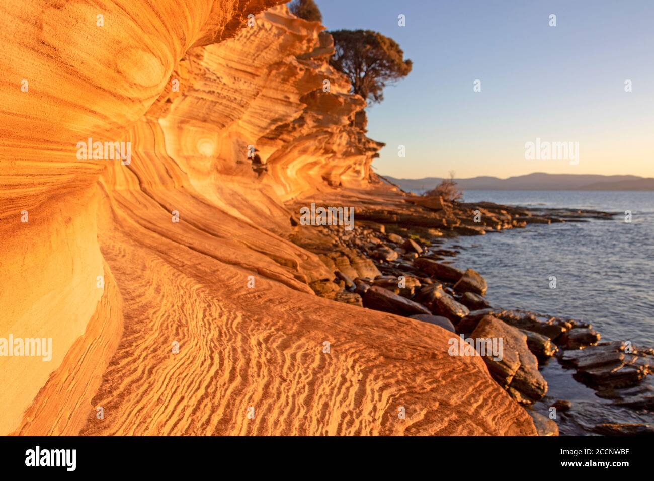 The Painted Cliffs on Maria Island Stock Photo - Alamy