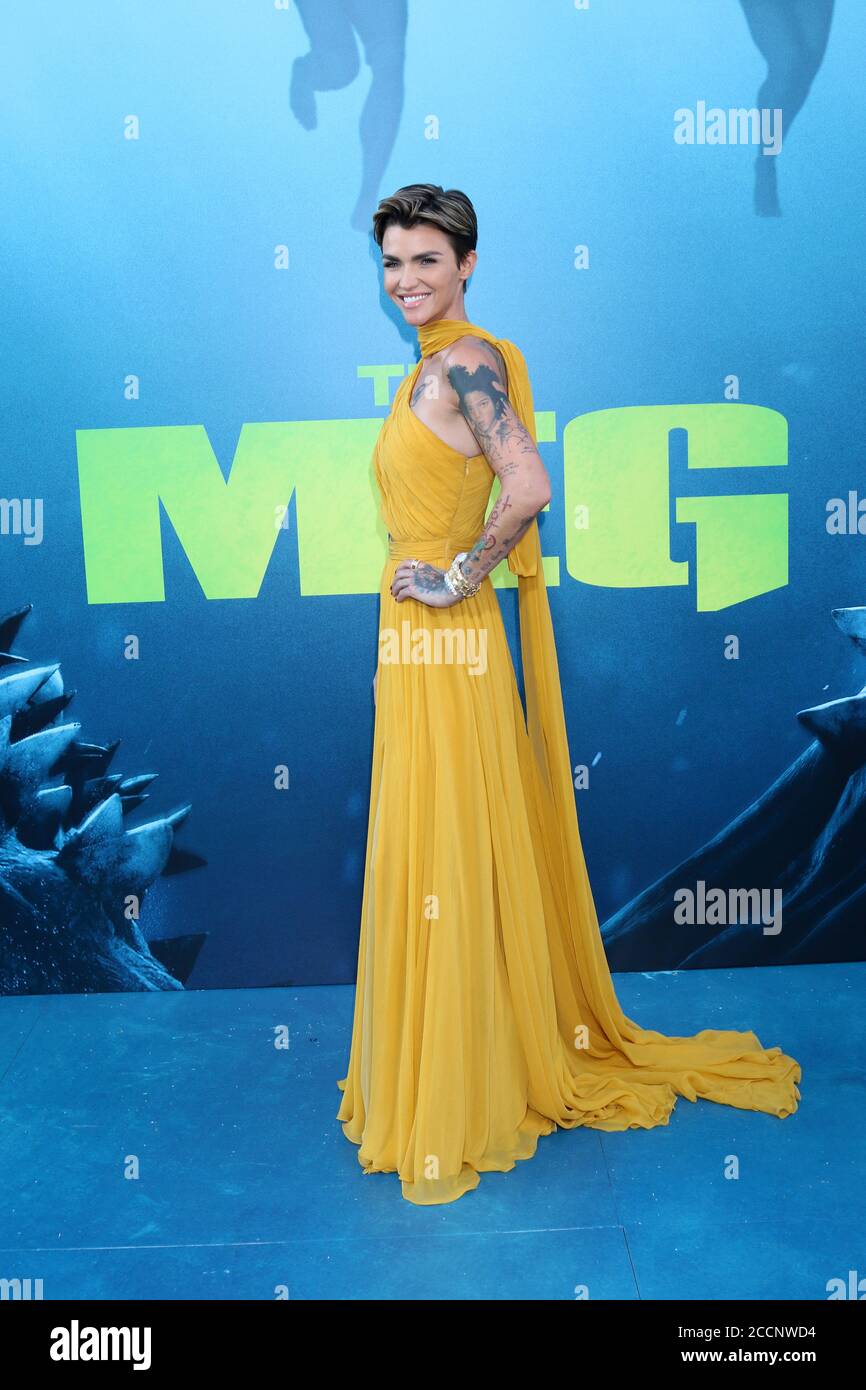 LOS ANGELES - AUG 6: Ruby Rose at the The Meg Premiere on the TCL ...
