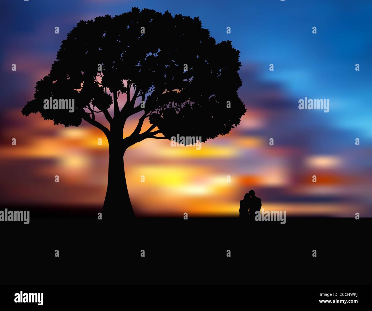 Couple enjoying sunset Stock Vector Images - Alamy