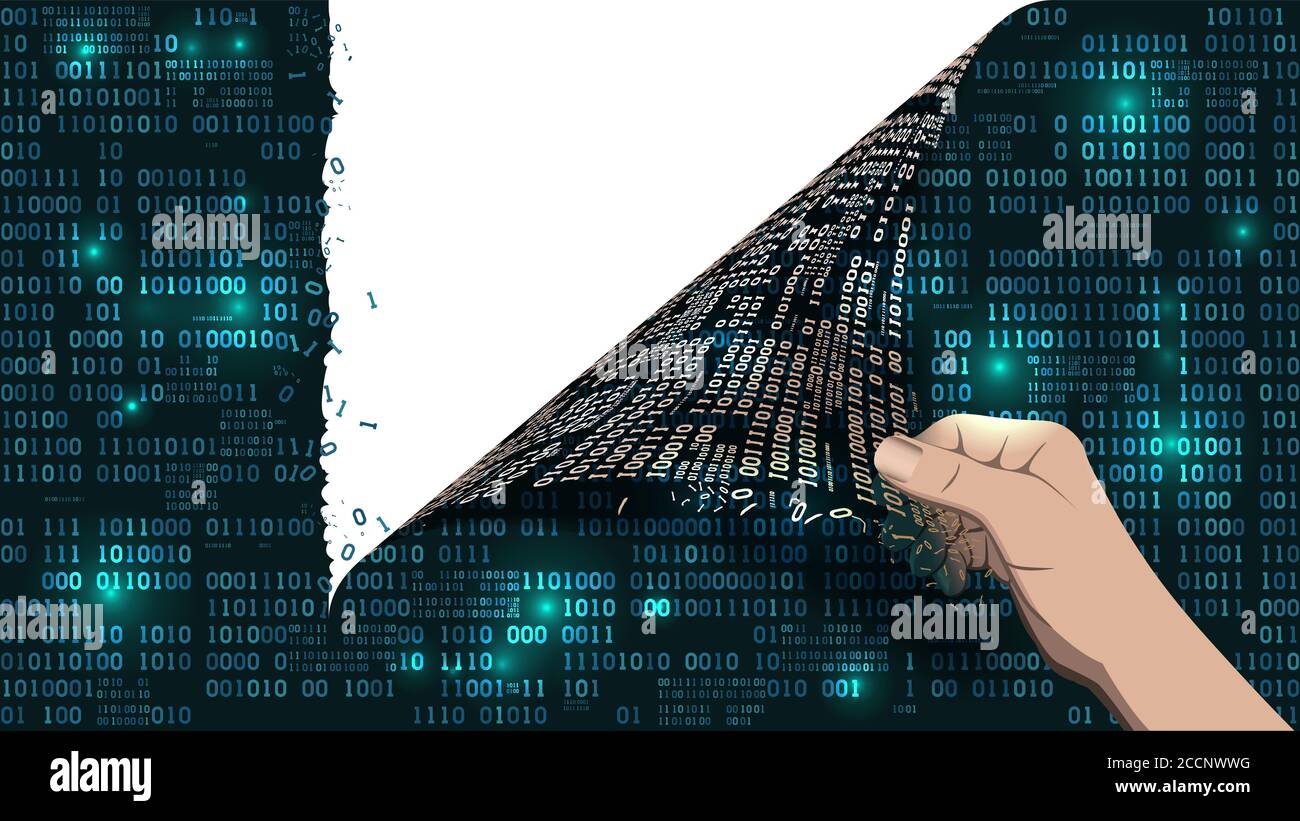 Hacker Breaks An Abstract Computer System A Network Screen Antivirus Tears A Binary Array