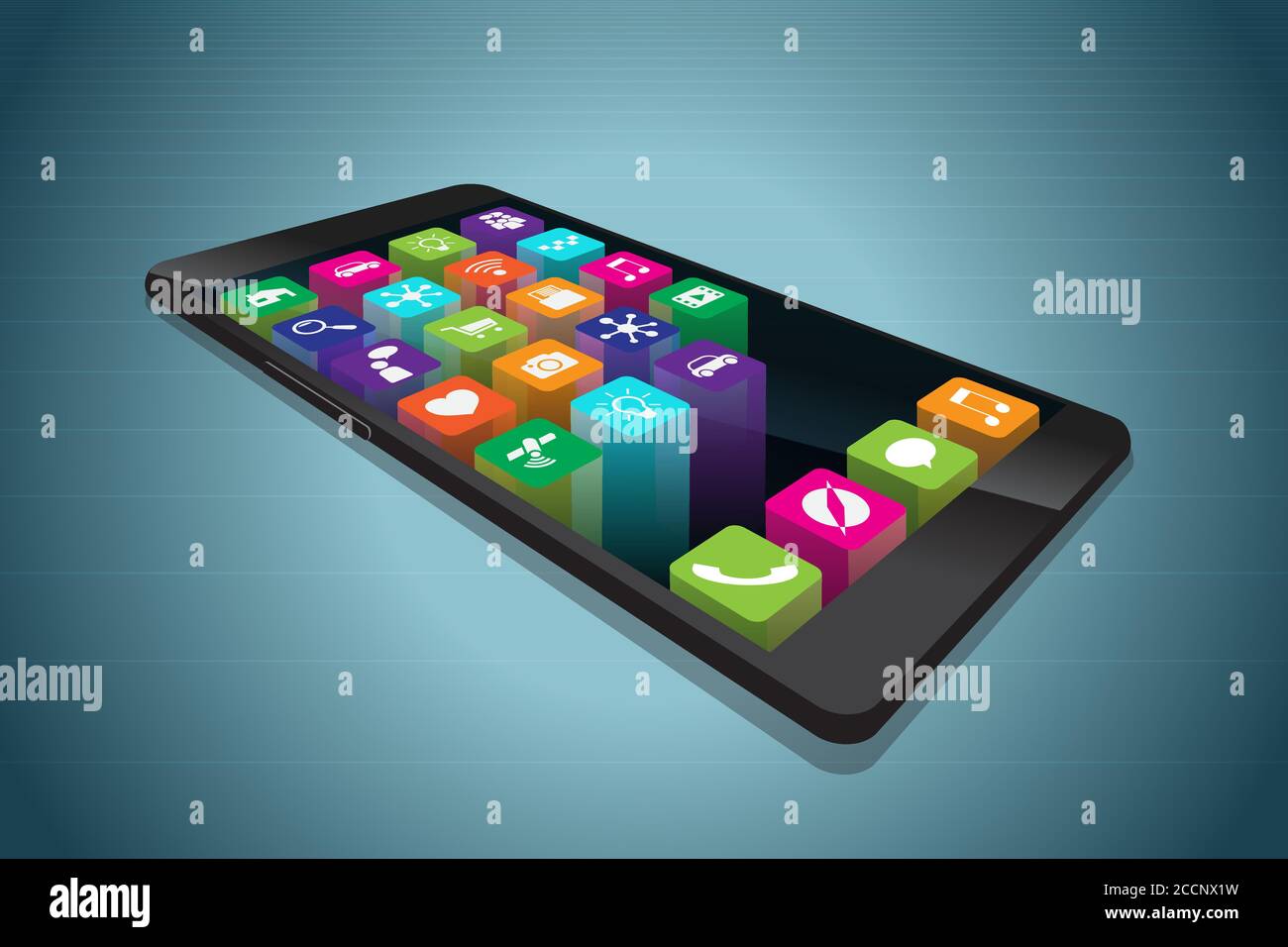 Smartphone. Virtual space. Deep screen, vector illustration Stock ...