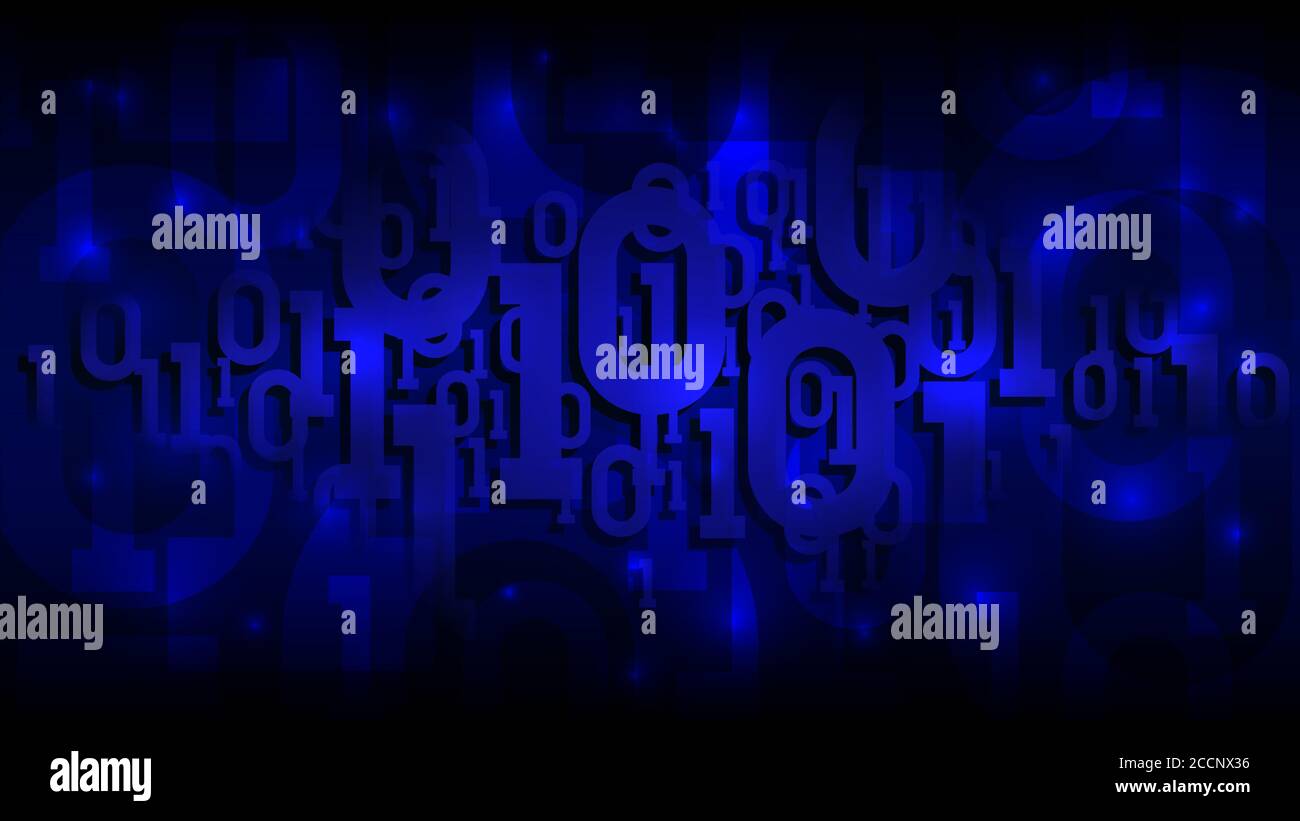 Binary matrix code on a dark blue background, shadow digital code in ...