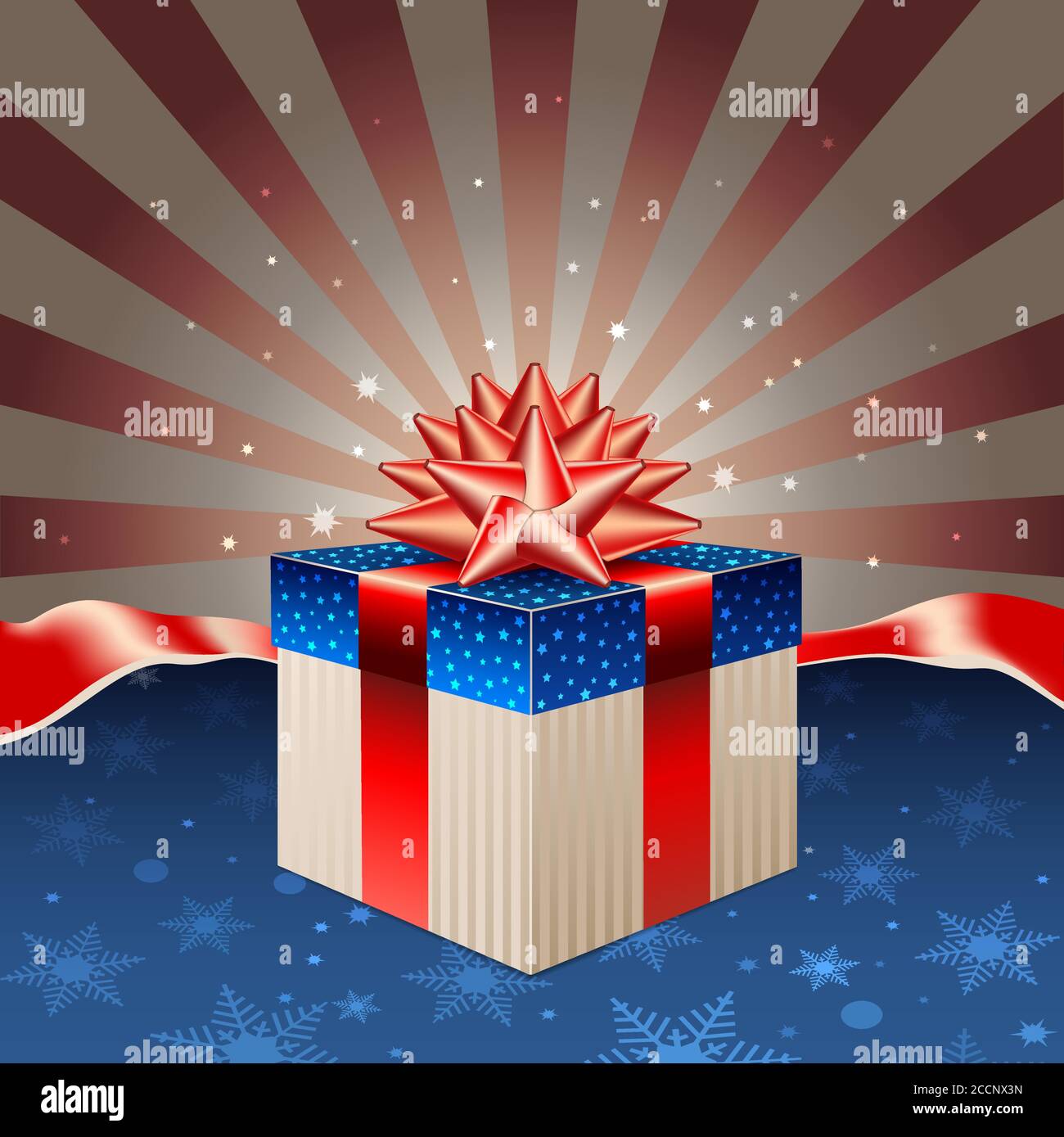 Greeting card background. Red blue gift box in retro style. Background ...