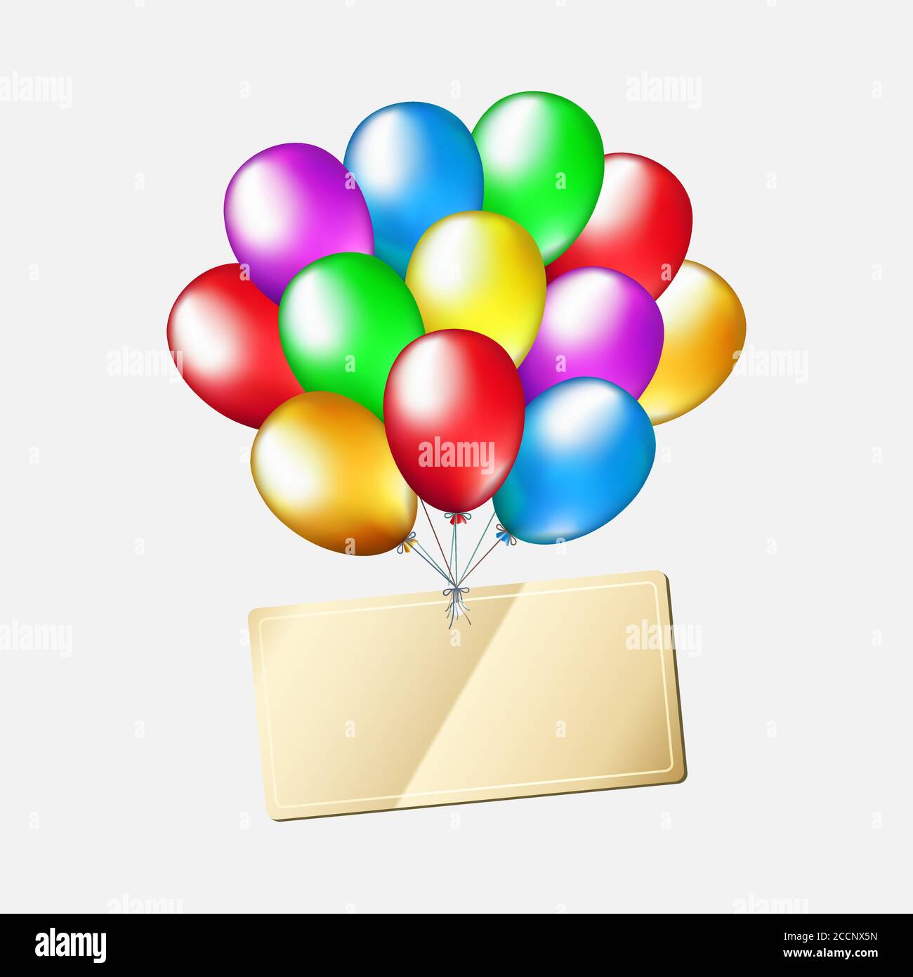 Birthday multicolored balloons with editable label isolated on white ...