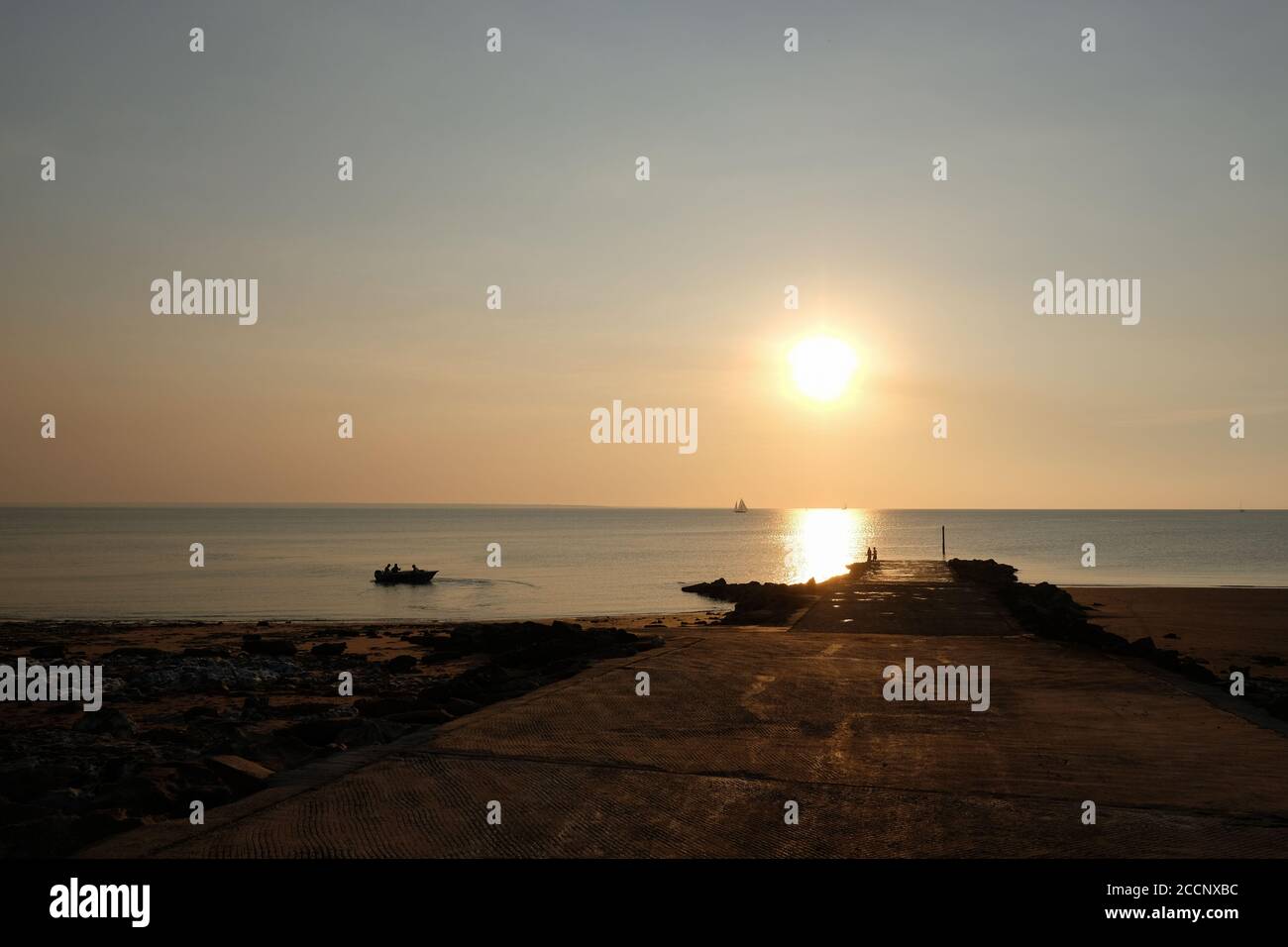 Concrete runway used to bring recreational or fishing boats down to the ...