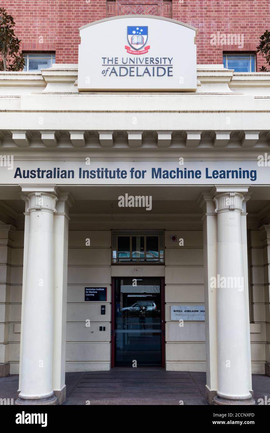 Facade of a building at the University of Adelaide. Australian Institute for Machine learning ...