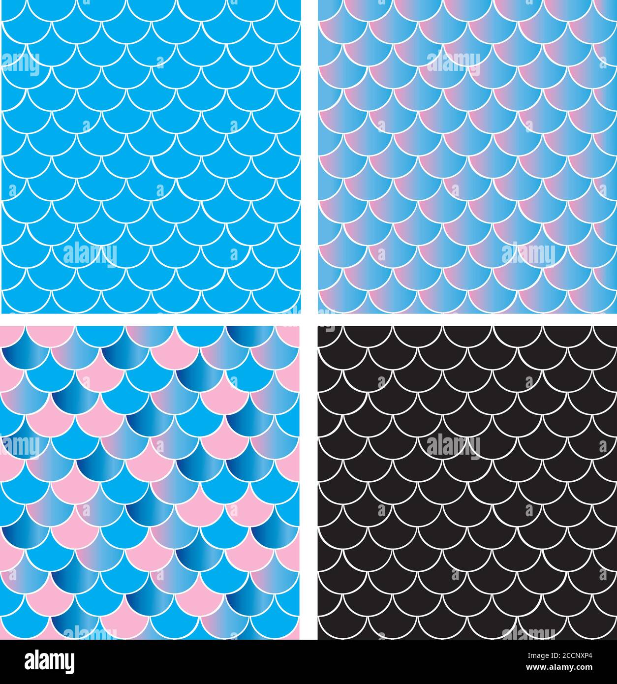 vector illustration of mermaid pattern, four different patterns Stock ...