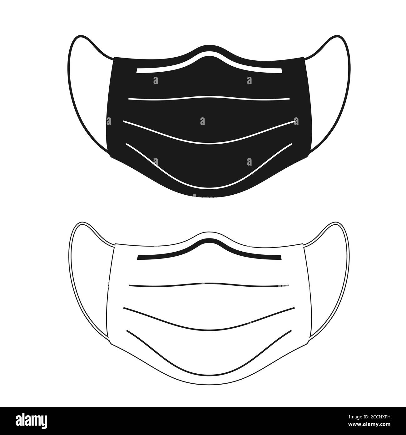 Face masks pictogram. Set of vector icons. Black and white version ...