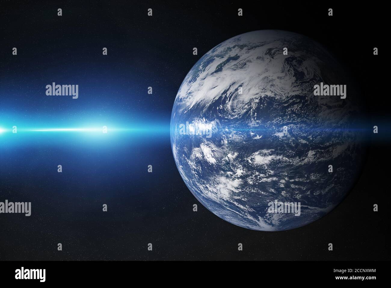 View of planet Earth Atlantic Ocean in space with her atmosphere 3D ...