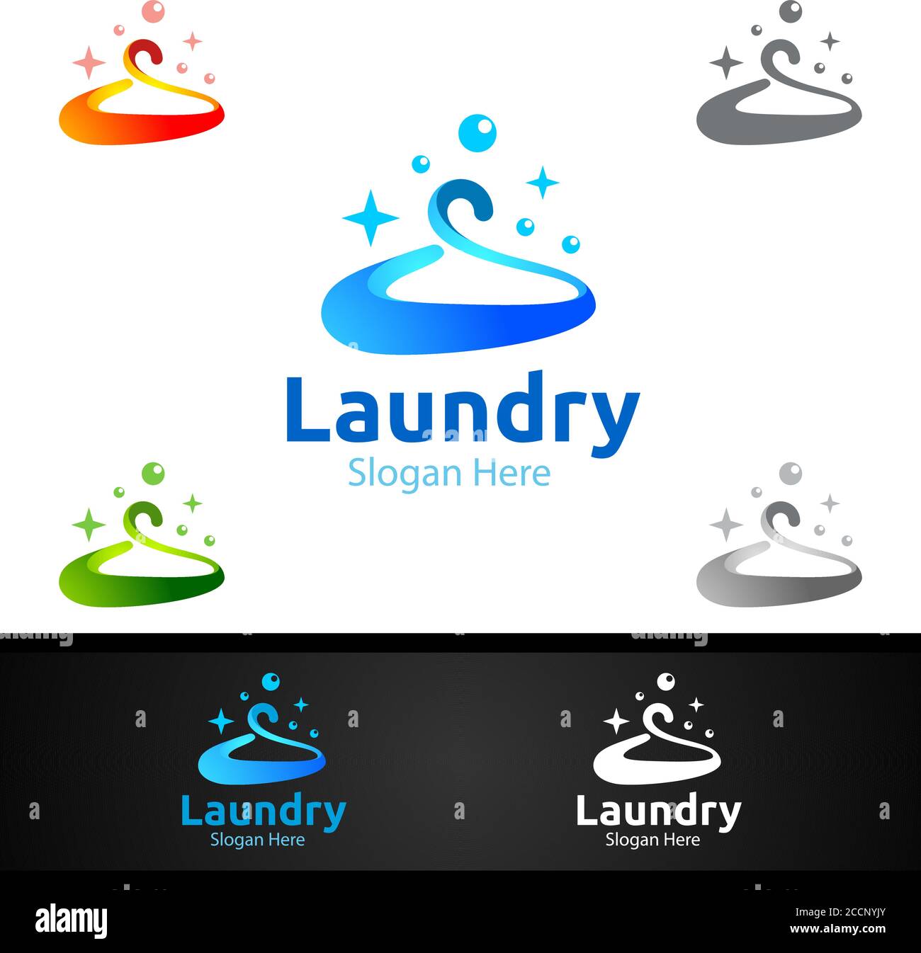Hangers Laundry Dry Cleaners Logo with Clothes, Water and Washing ...