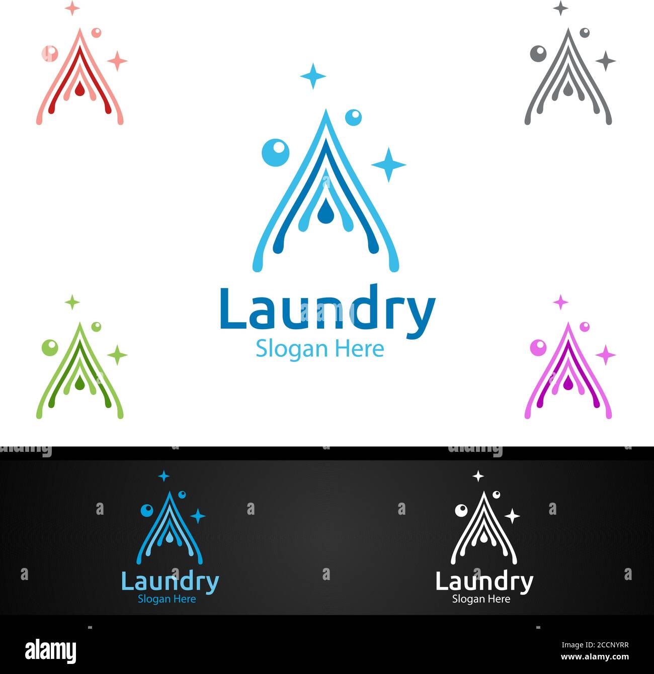 Water Laundry Dry Cleaners Logo with Clothes, Water and Washing Concept ...