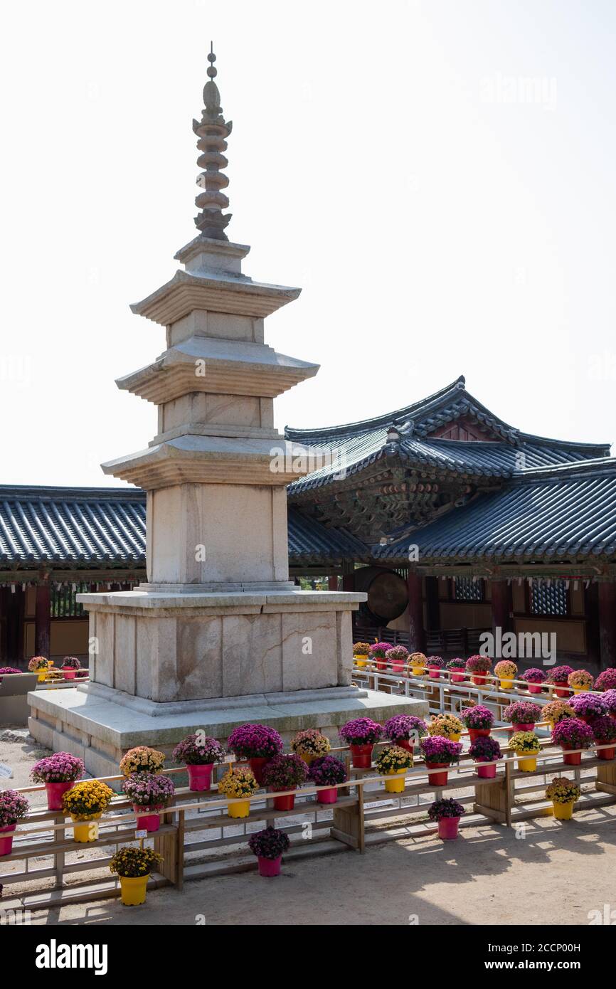 Famous Seokgatap pagoda at Bulguksa buddhist temple, made of stone ...