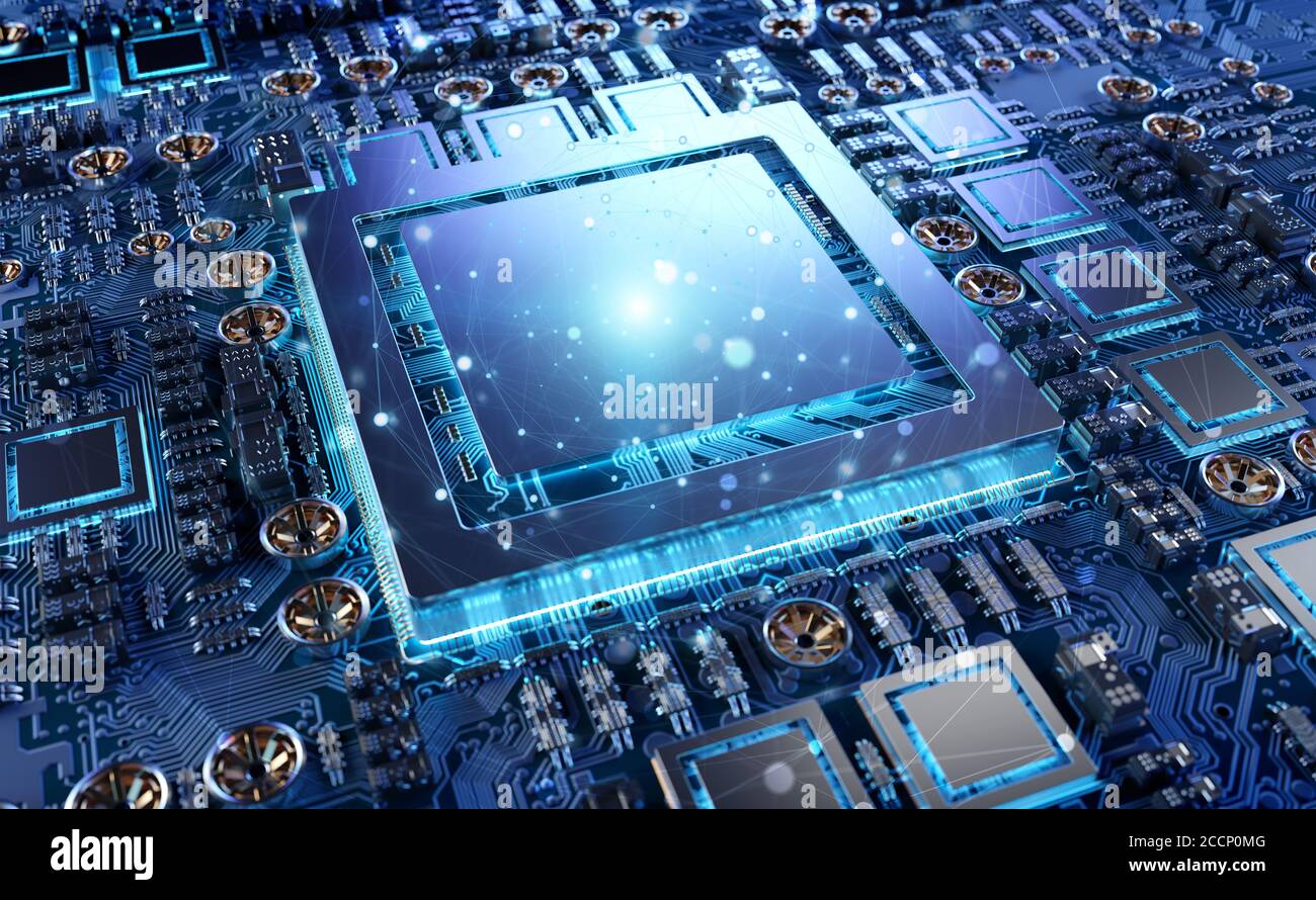 Close-up view of a modern GPU card with circuit and connections Stock ...