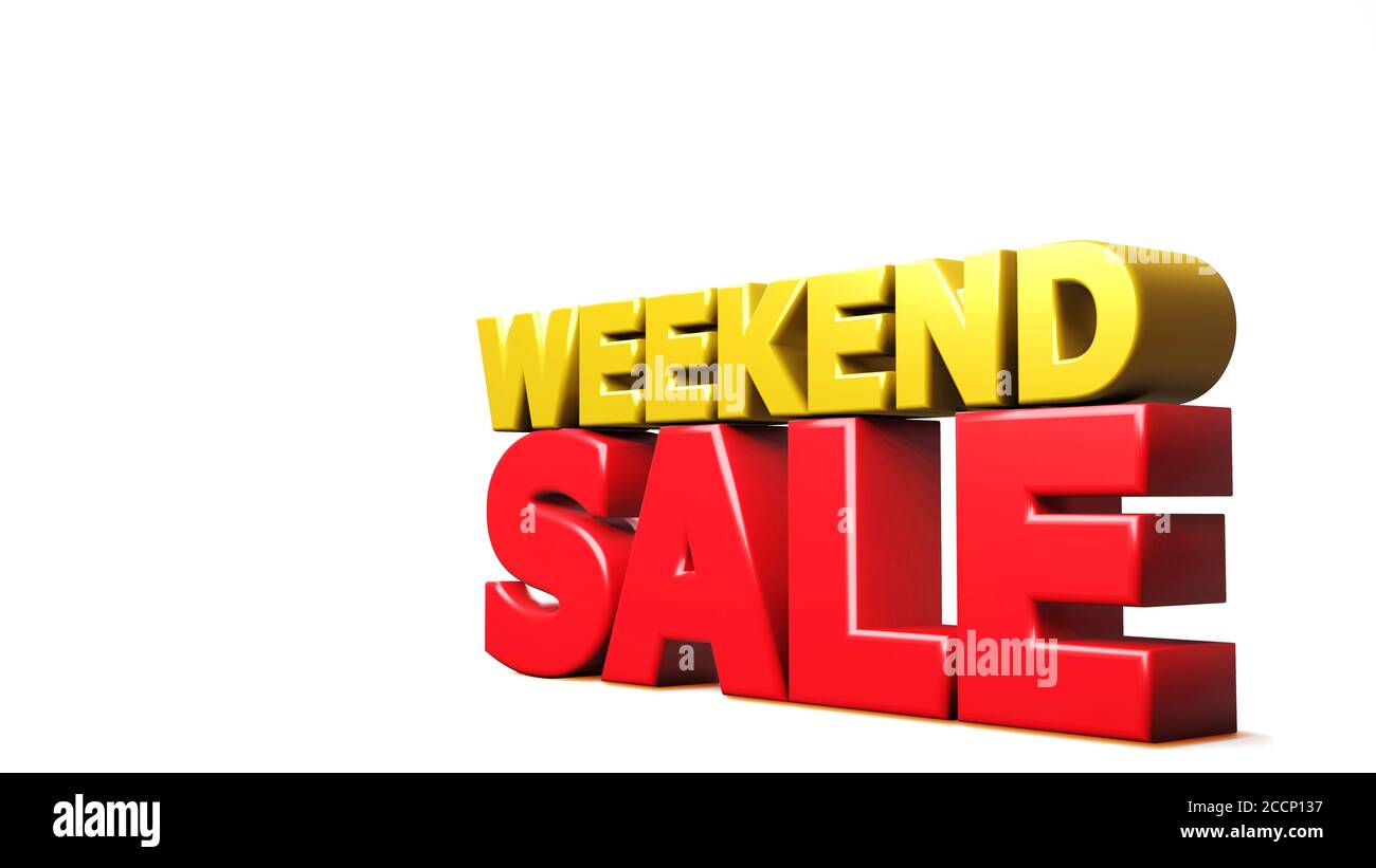 3D render weekend sale isolated background. 3D illustration Stock Photo ...