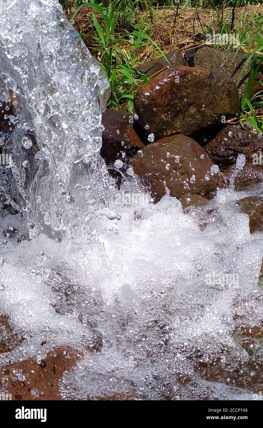 waterfall peaceful splashing droplets in cool environmental climate ...