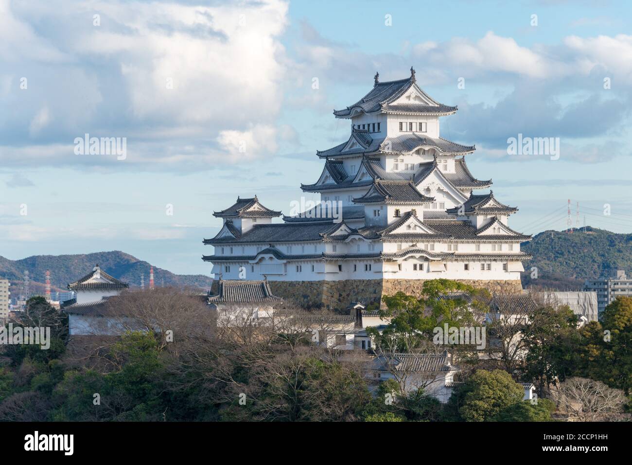 Hyogo, Japan -Jan 29 2020- Himeji Castle view from Otokoyama Hachimangu ...