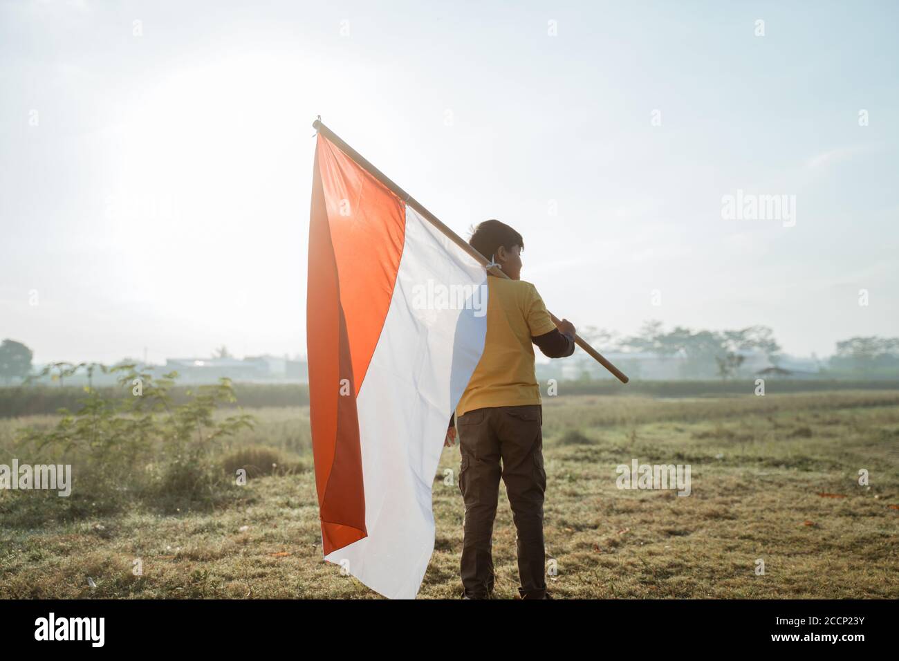 Side view man carrying flag hi-res stock photography and images - Alamy
